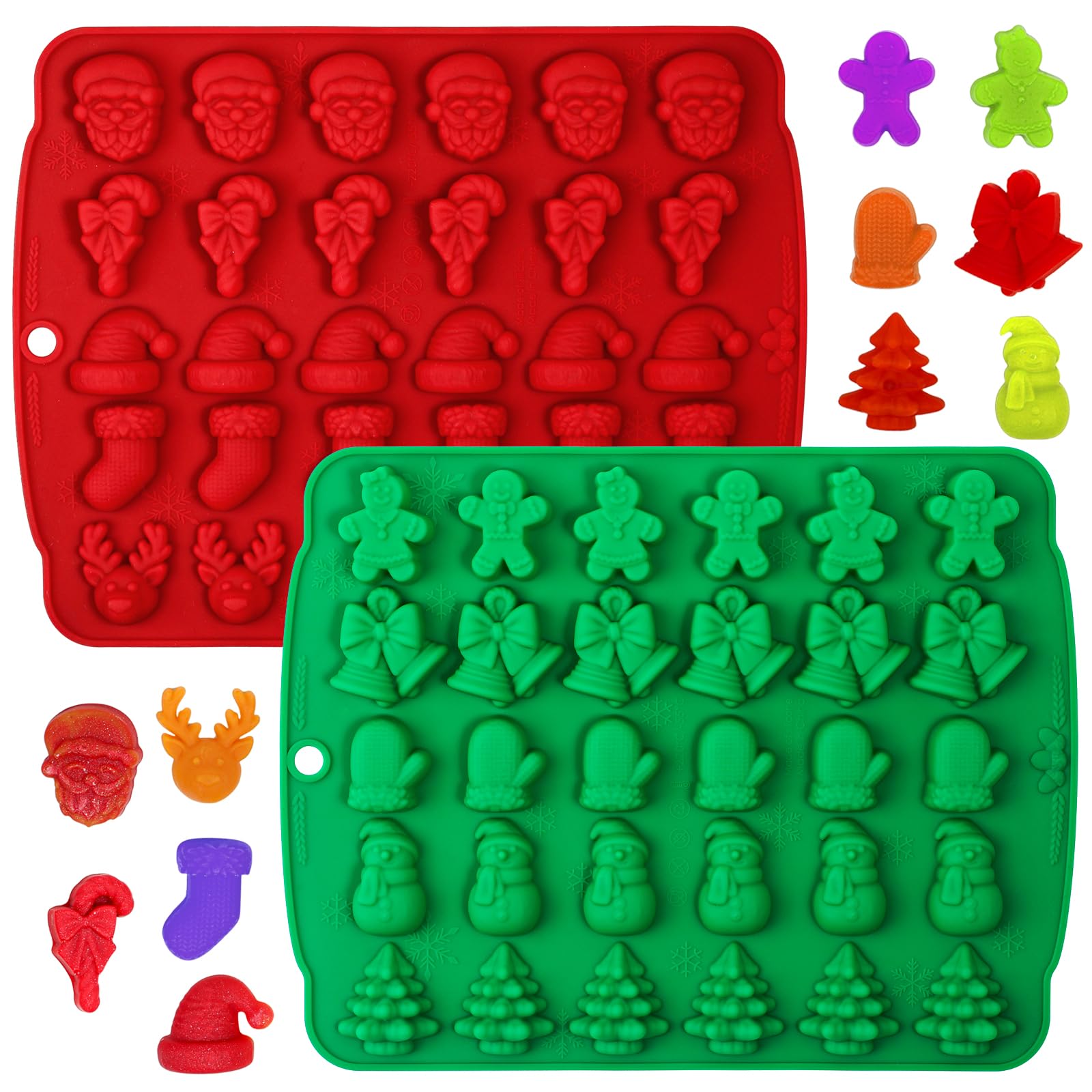 Amazon.com: Kamehame Christmas Candy Molds, 2 Pcs 30 Cavity Christmas ...