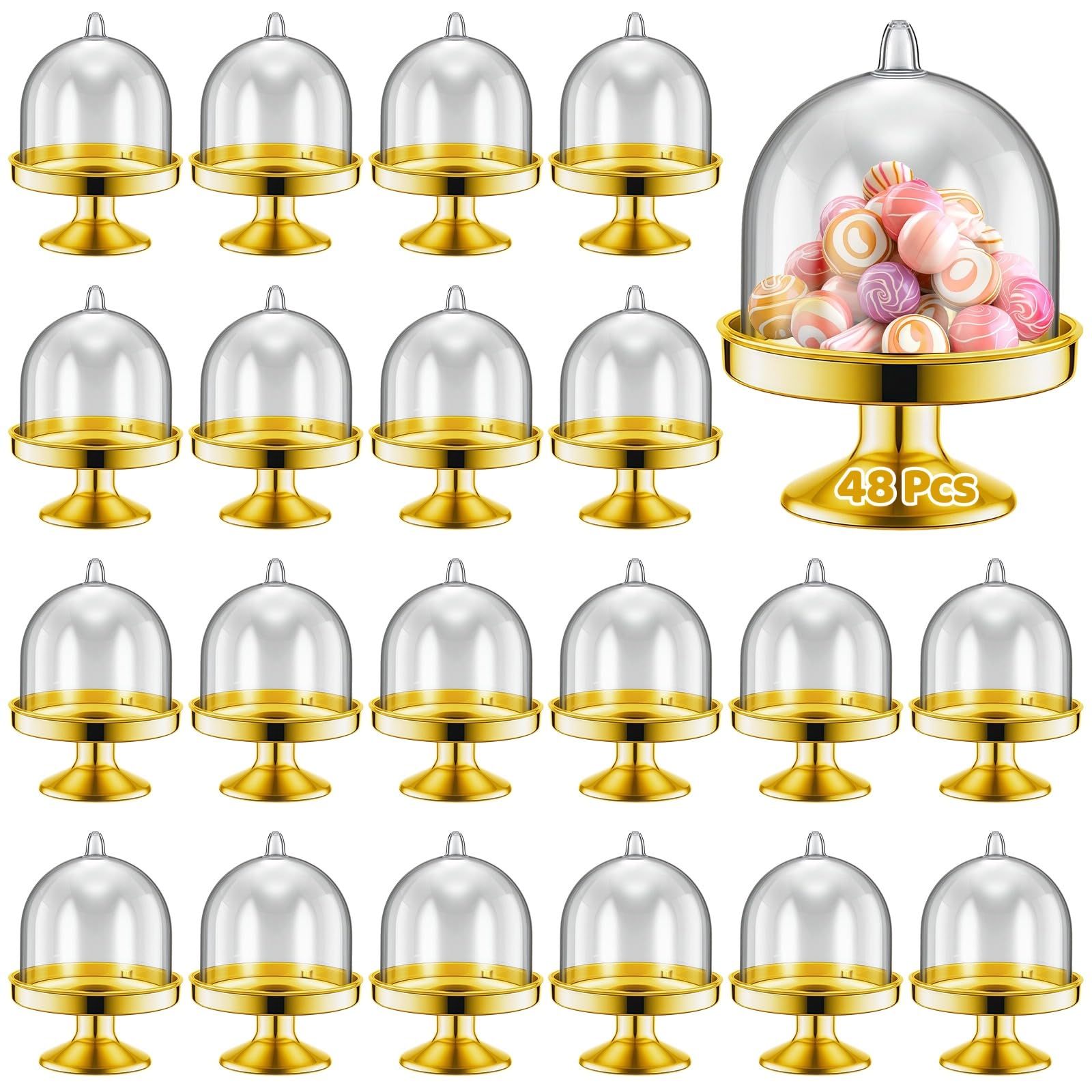 Amazon.com: OMISTAR 48 Pcs Mini Cupcake Display Stand with Dome Covers ...