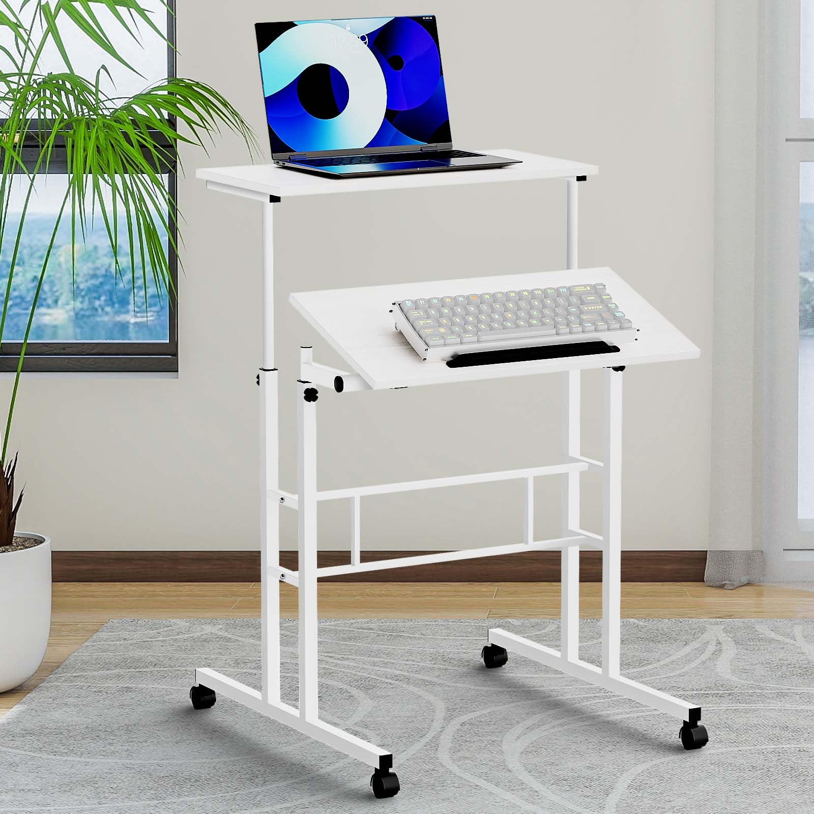 Amazon.com: SFIHOME Small Standing Desk Adjustable Height and Angle ...