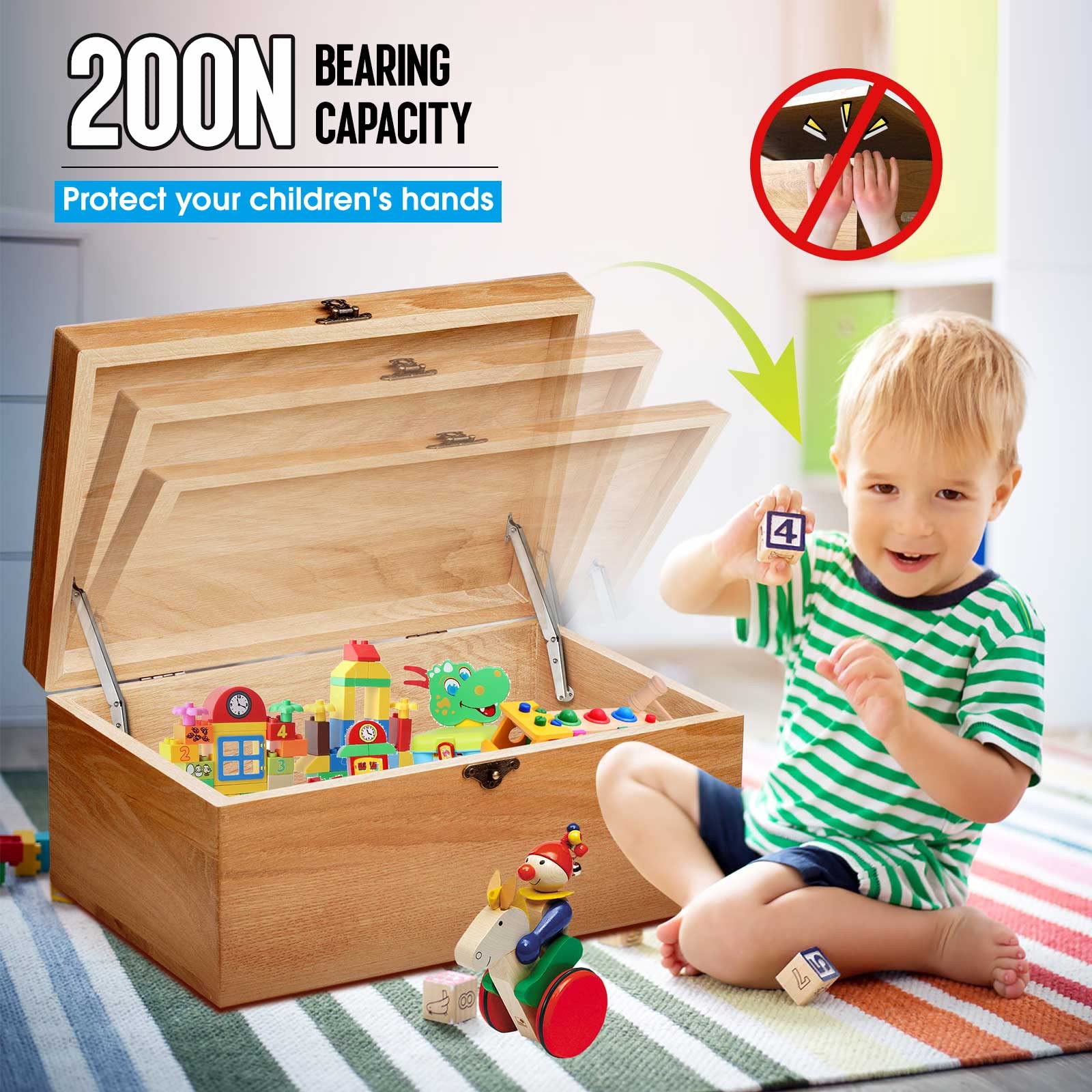 Toy Box Hinges Soft Closeï¼ŒSlow Closing lid Support Hingeï¼Œ150N/20LB ...