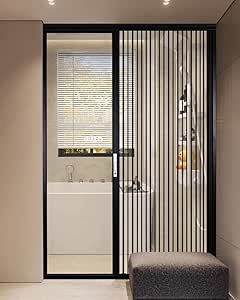 ENHEN Accordion Door Black Aluminum Acrylic Temporary Door, Multifold ...