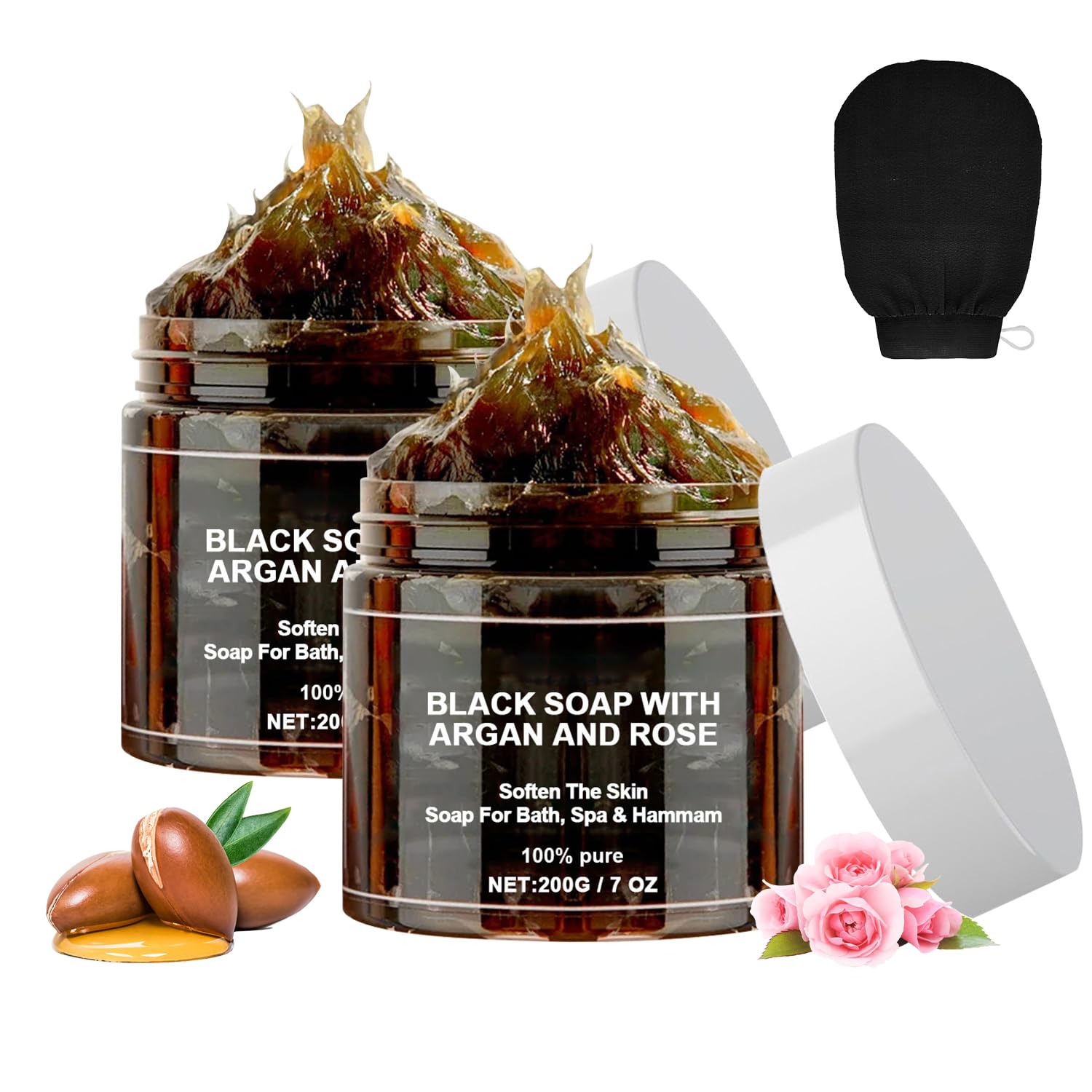 Morocco Black Soap With Argan And Rose, Moroccan BlackSoap Hammam ...