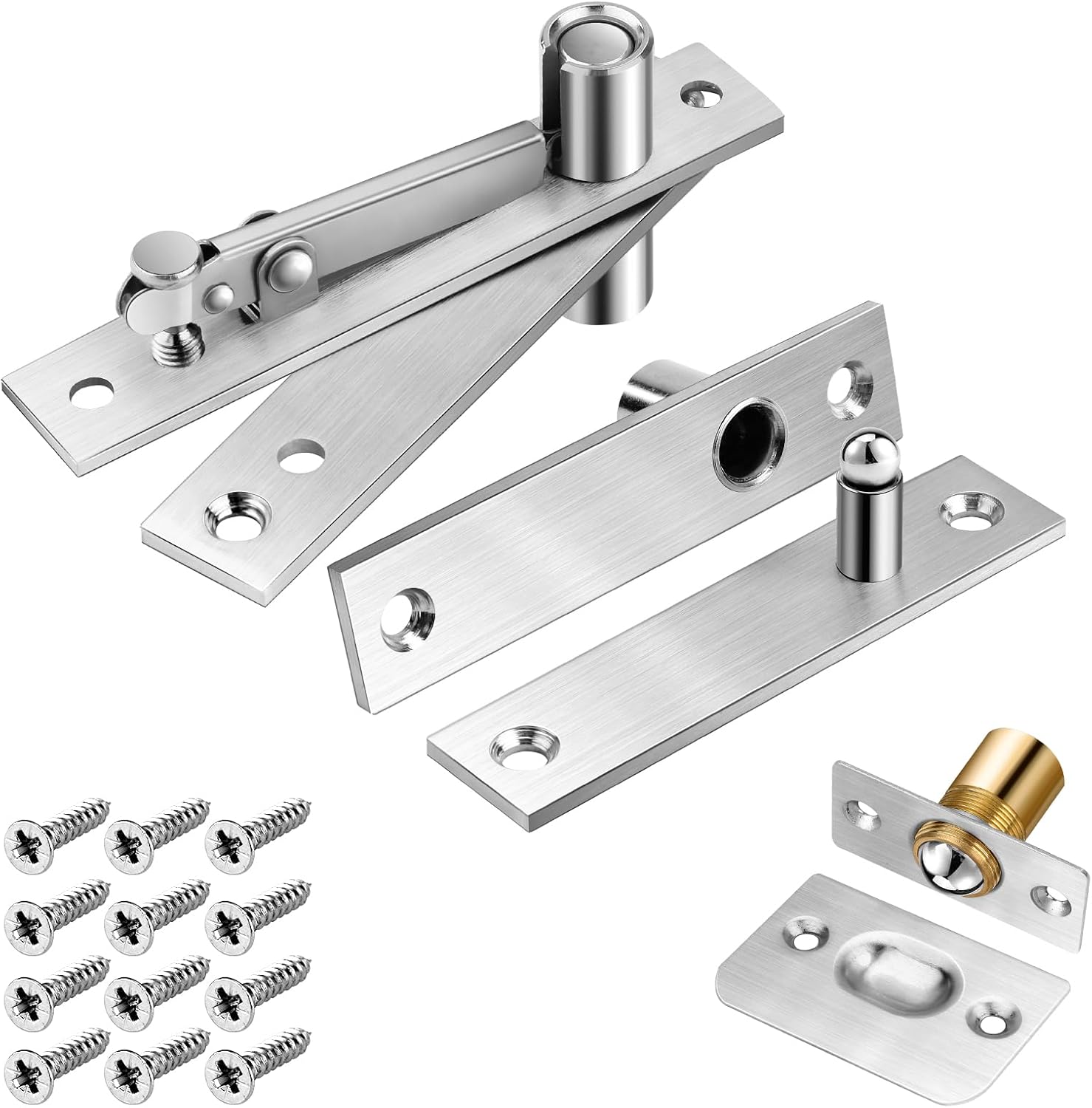2 Pack | Heavy Duty Pivot Hinge Set with Door Ball Catch for Wood Door ...