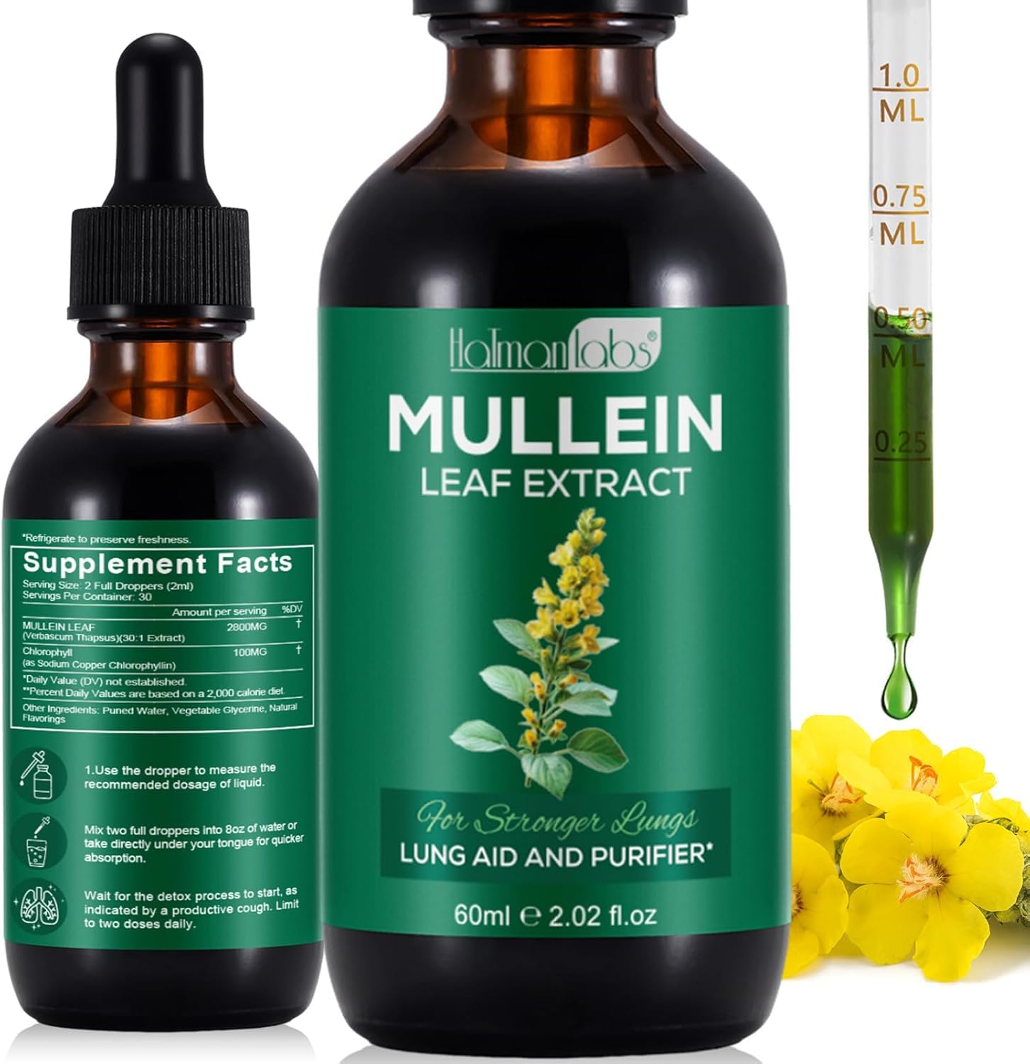 Mullein Drops, Mullein Leaf Extract for Lung Cleanse, Mullein Leaf ...