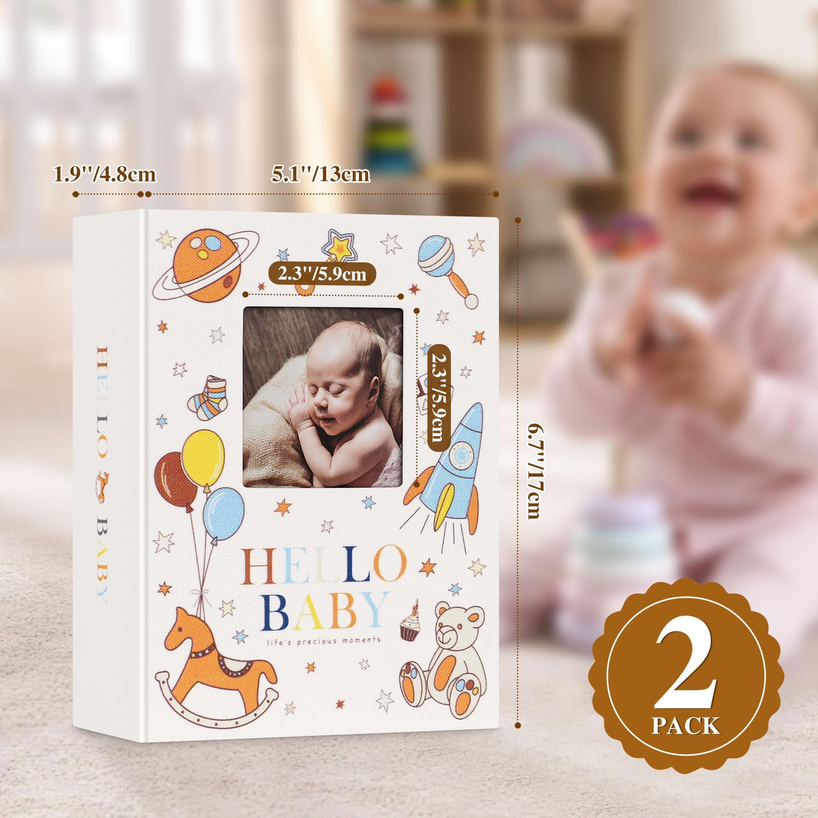 Snapklik.com : Baby Photo Album 4x6 100 Pockets 2 Packs, Mini Linen DIY ...