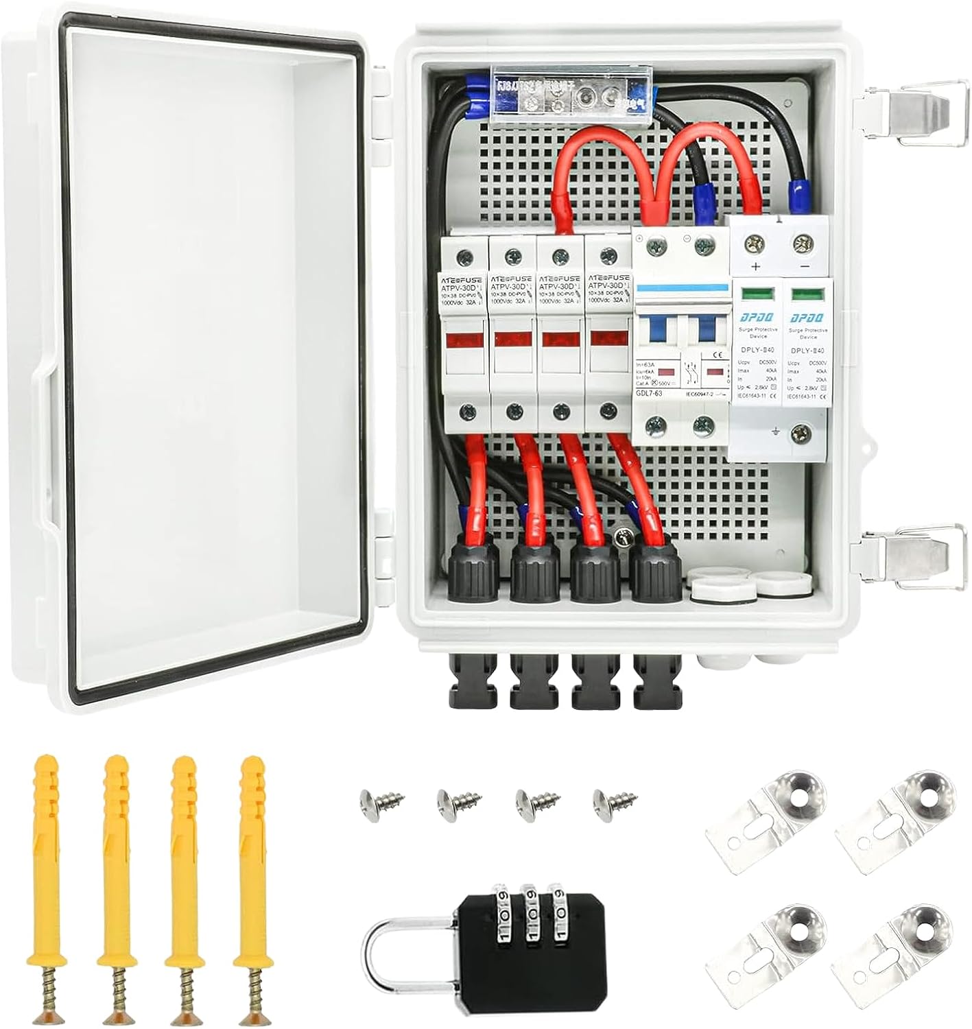 Amazon.com : 4 String Solar Combiner Box, IP65 PV Connectors, LED 15A ...