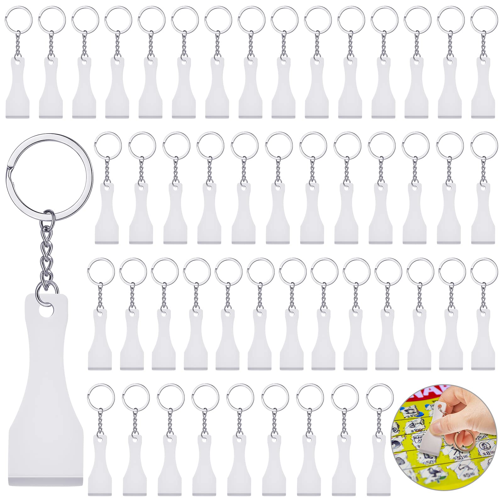 Amazon.com: 50 Pcs Lottery Scratcher Tool Plastic Scraper Tool Keychain ...