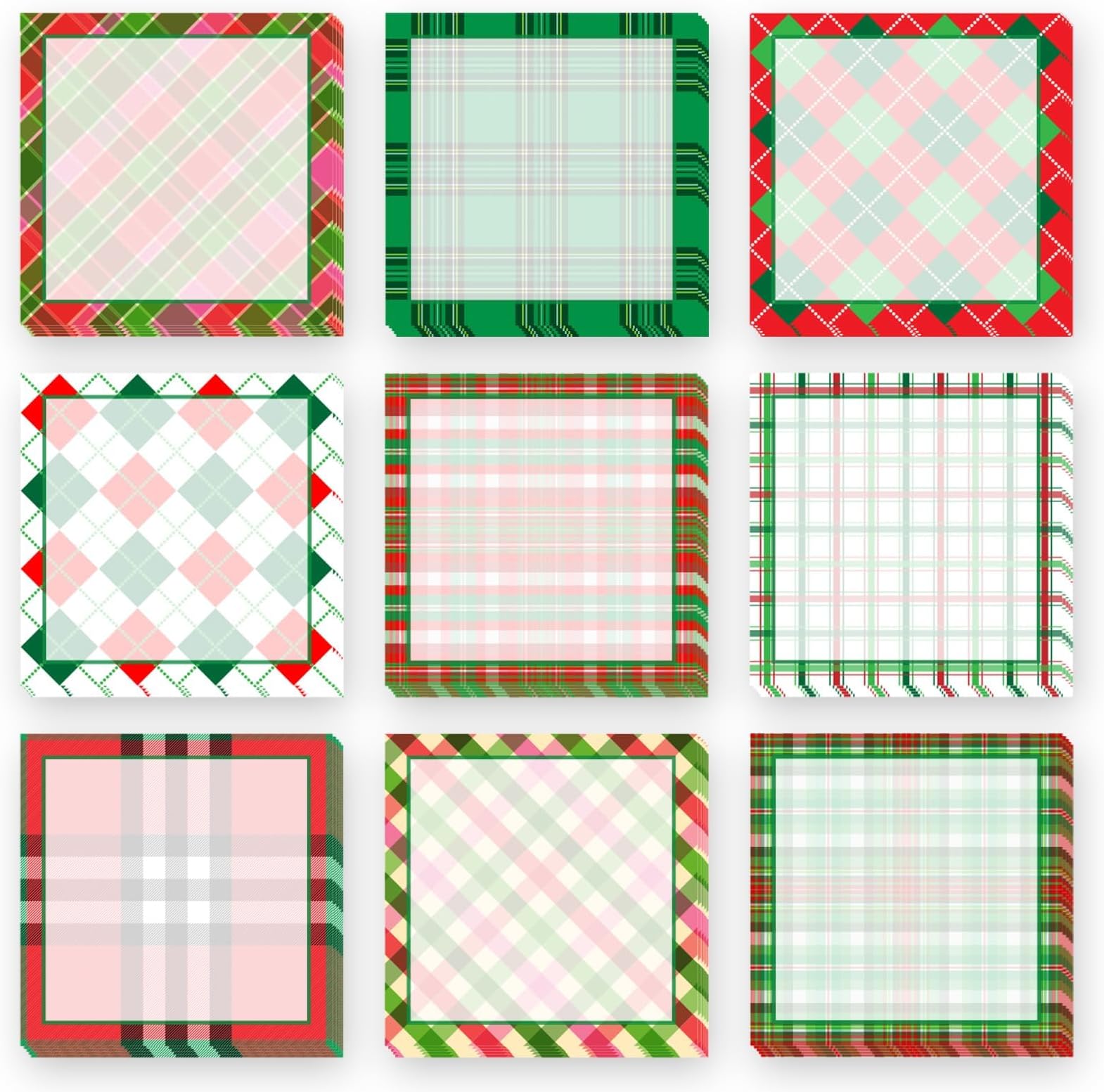 Amazon.com : Denylo pro 9 Pieces Christmas Plaid Sticky Notes Christmas ...