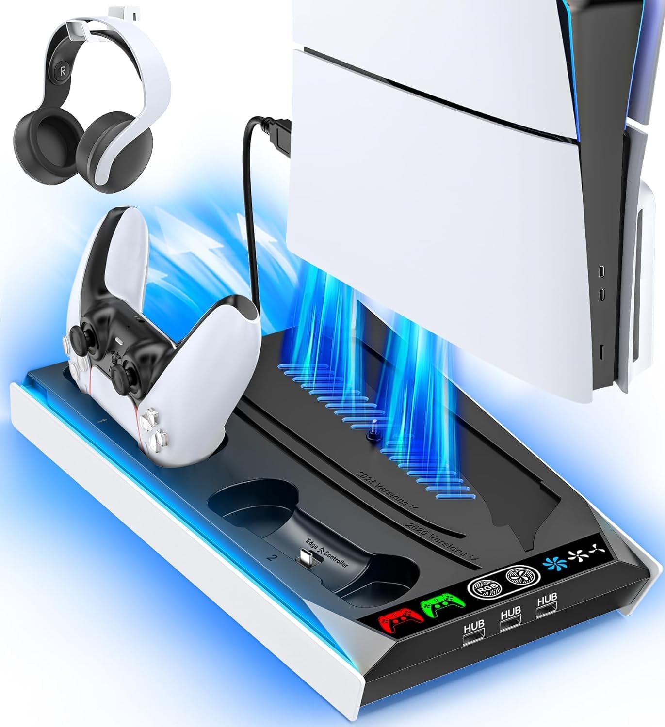 PS5 Ständer mit PS5/PS5 Slim/PS5 Pro Lüfter und Licht für Disc ...