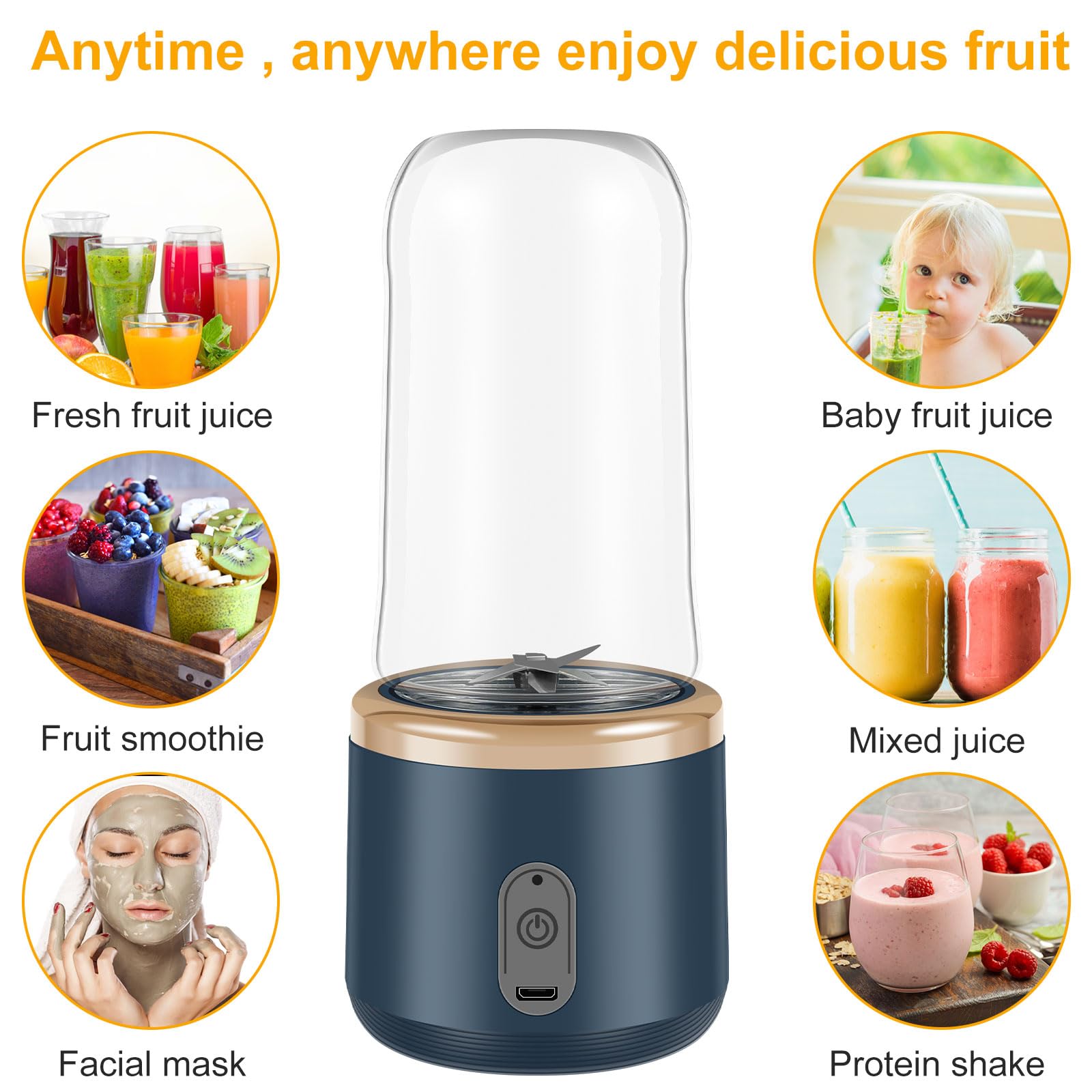 Rechargeable Mini Blender Portable Blender Electric Juicer Machine With ...