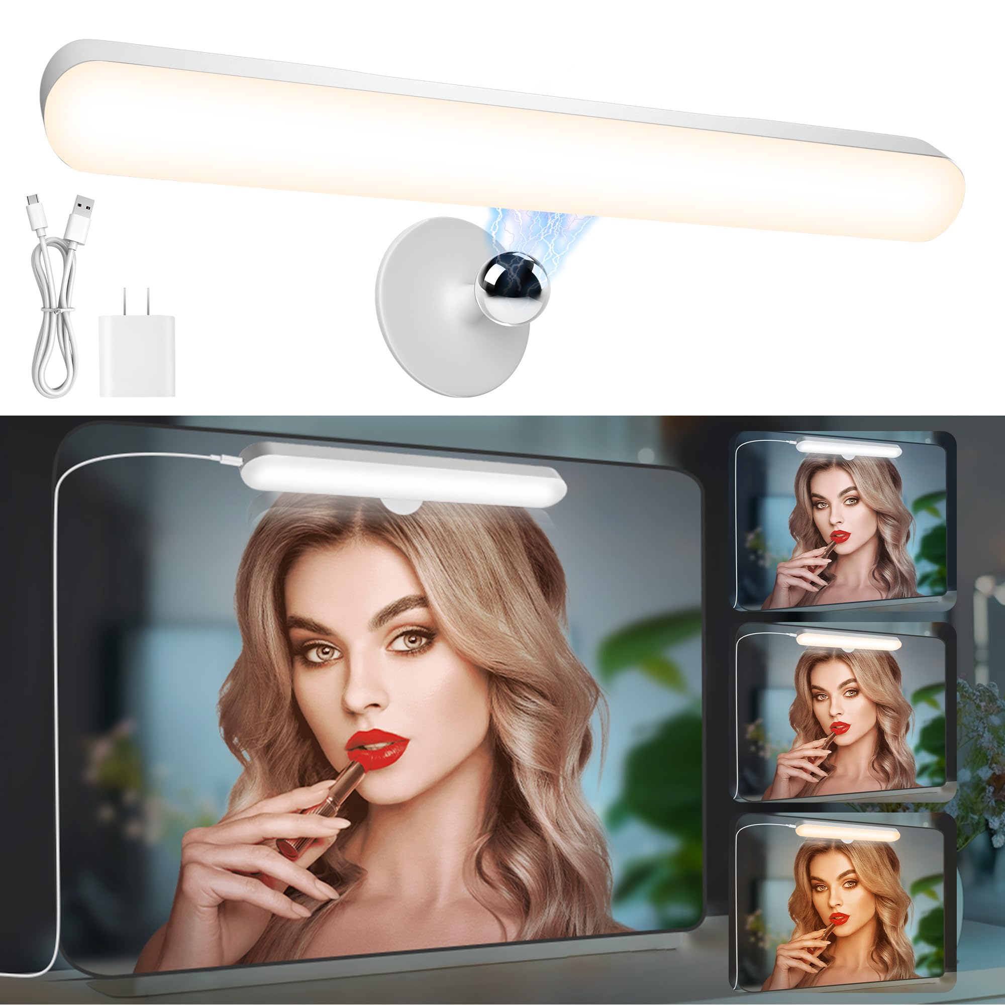 Benreom Upgraded Ultra Bright Mirror Lights, Dimmable Plug in Vanity ...