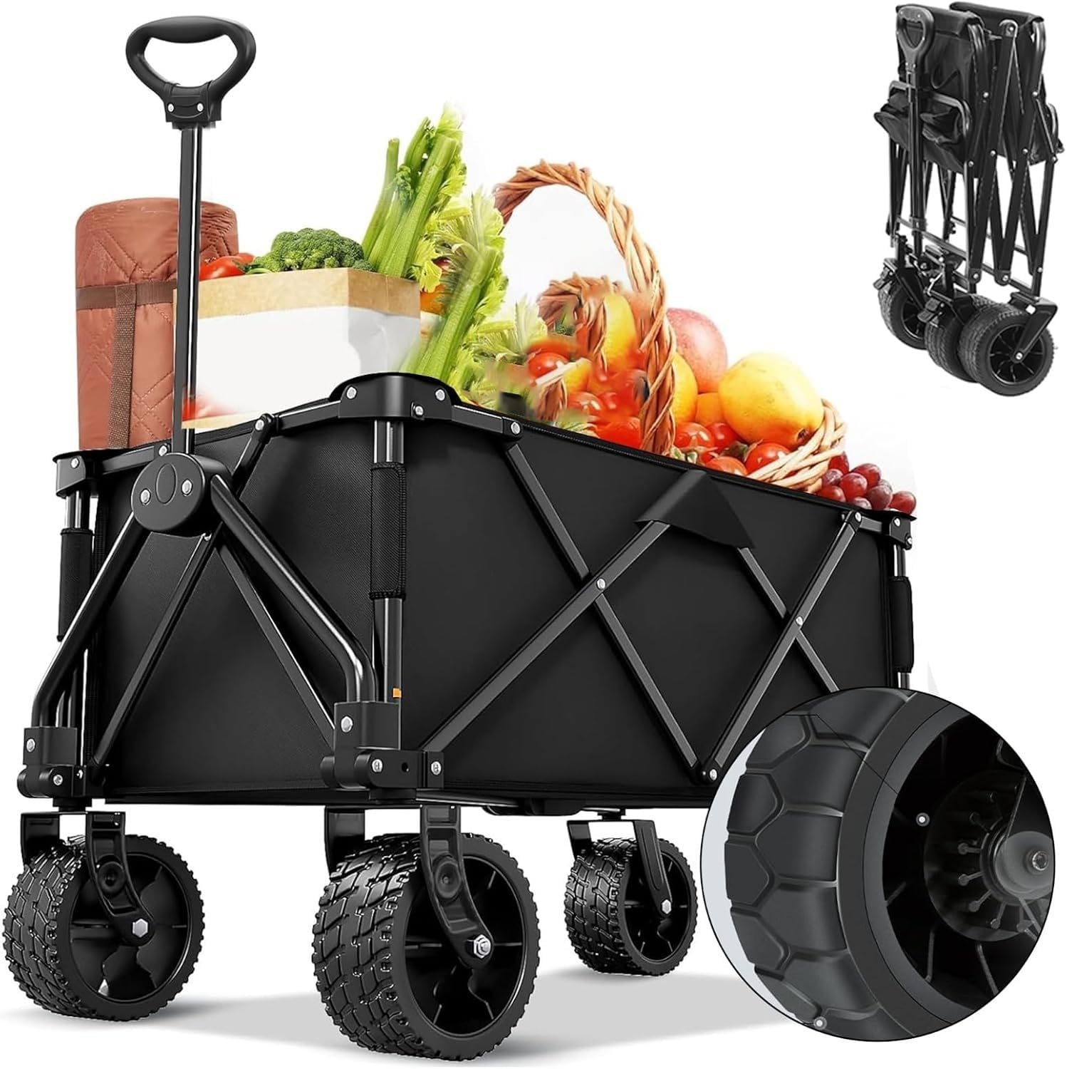 MONOCUS 150 kg Collapsible Folding Wagon, Portable Large Trolley cart ...