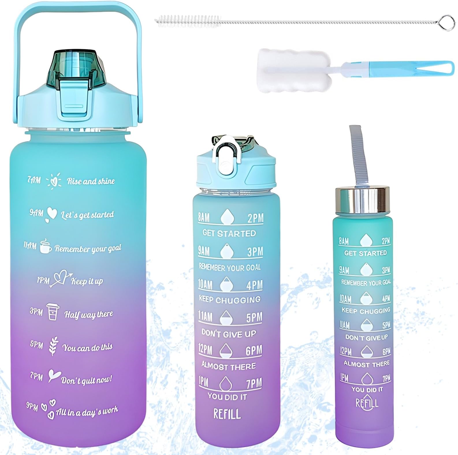 Avrin Botella De Agua Deportiva 2.2 litros con pajita y asa - Bote De Agua con boca grande y ...