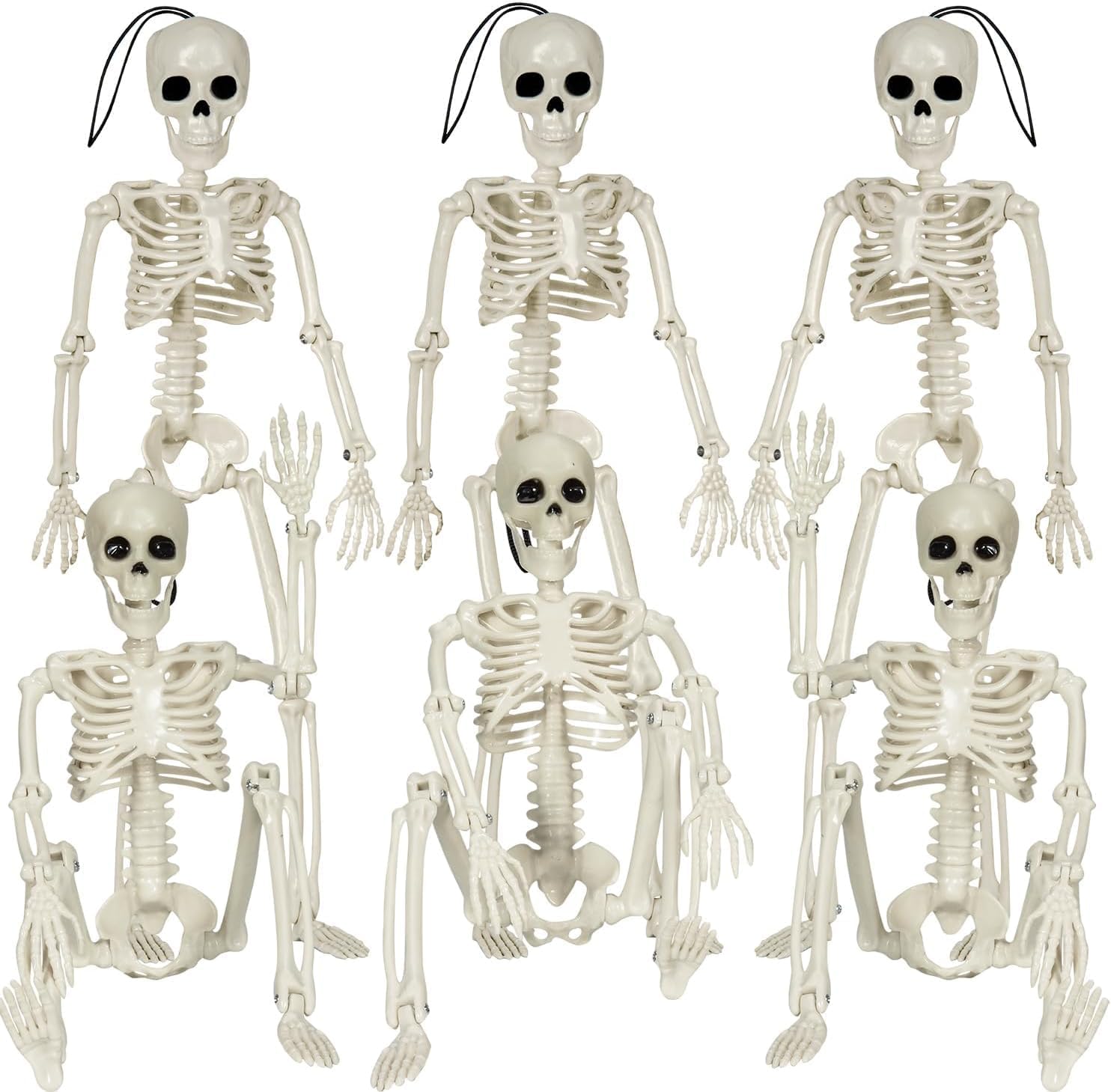 Halloween Skeleton Decorations, 6 Pack 16" Halloween Full Body Mini ...