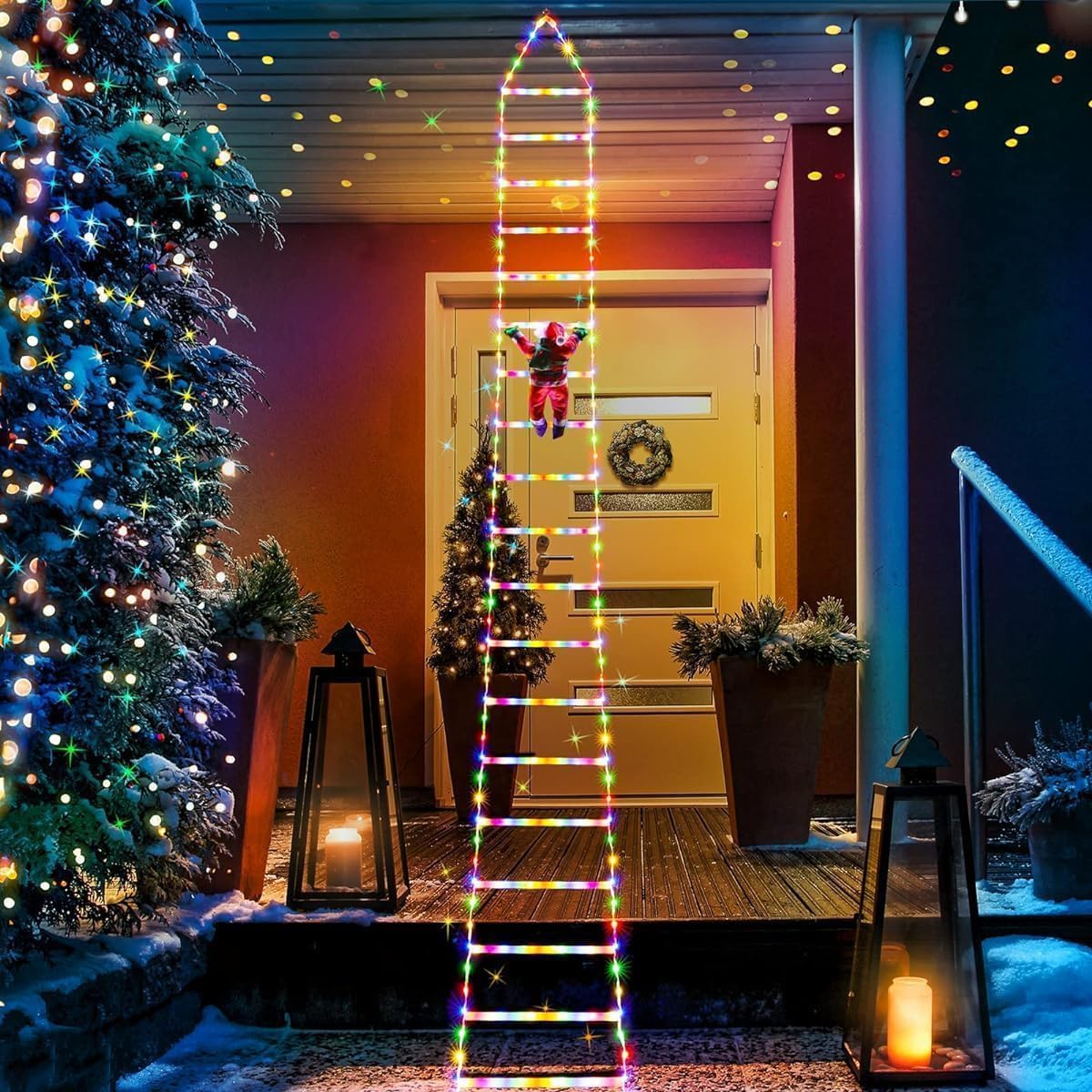 Amazon | クリスマス LEDイルミネーションライト 梯子 サンタクロース クリスマスライト サンタはしご クリスマスツリーライト ...