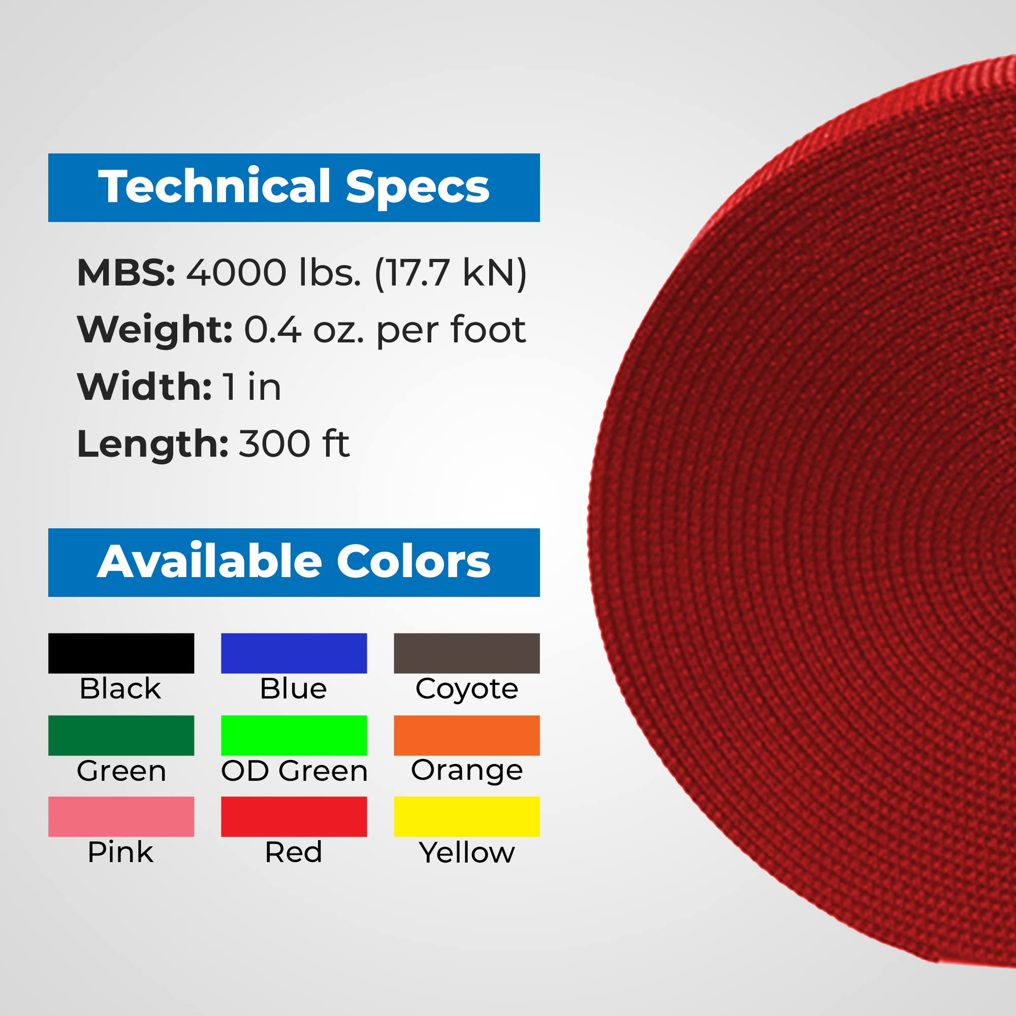 Snapklik.com : Rock-N-Rescue Heavyweight Nylon Tubular Webbing - 100 Feet