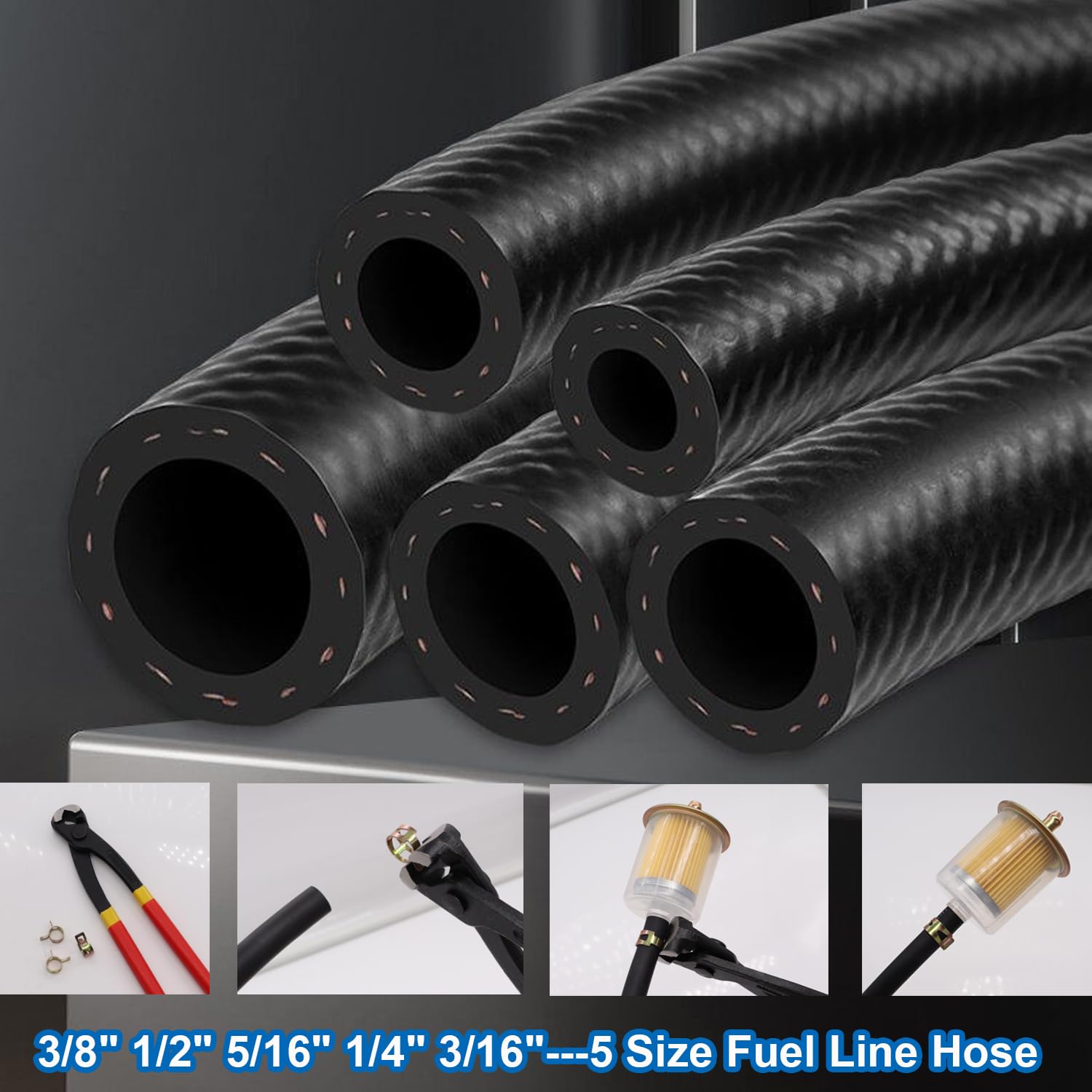 Snapklik.com : Smseace 25pcs 3.3Ft 5-Size Fuel Line Hose Kit - 3/8 Inch ...