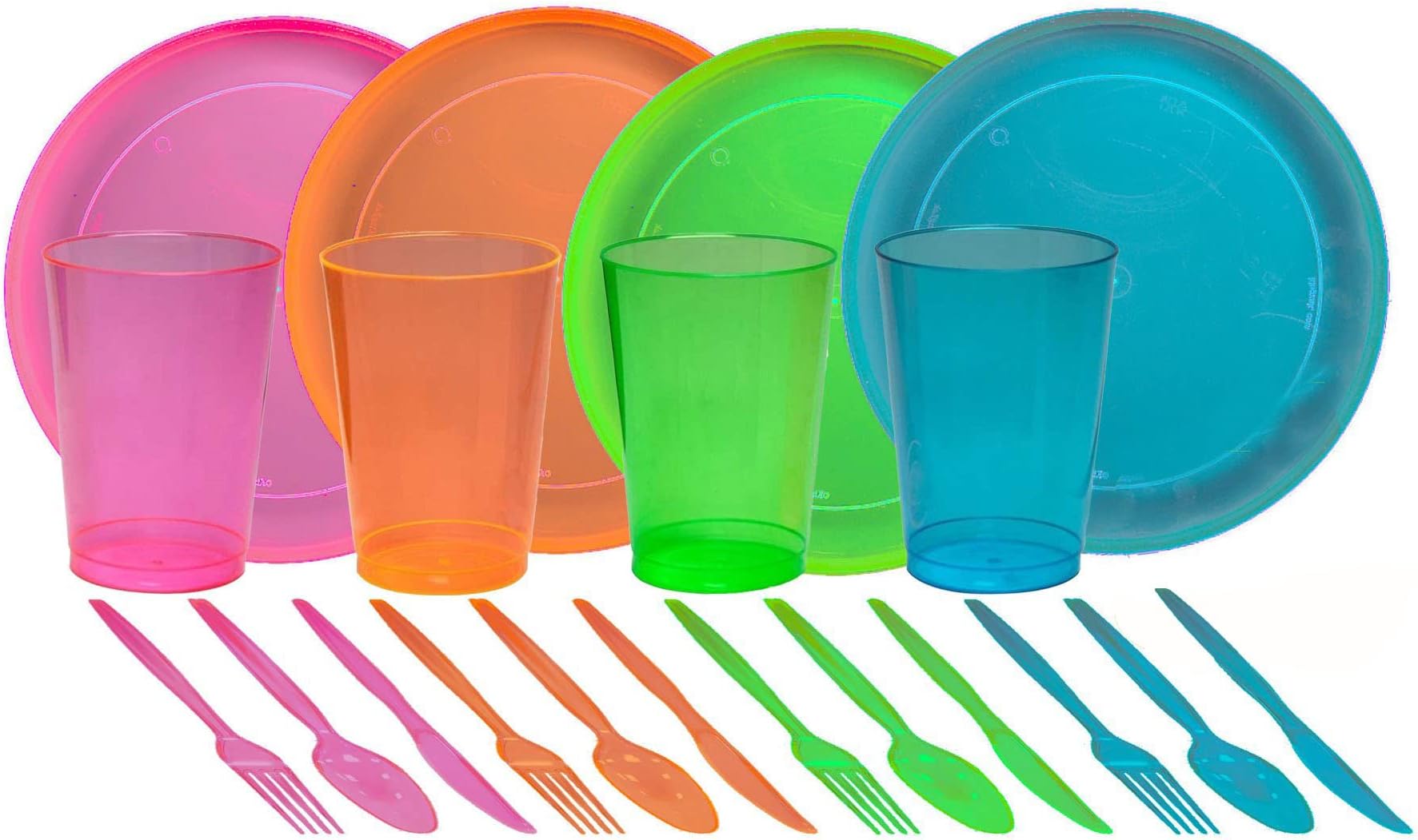 Amazon.com: 128 Piece Neon Party Supplies Set - Disposable & Heavy Duty ...