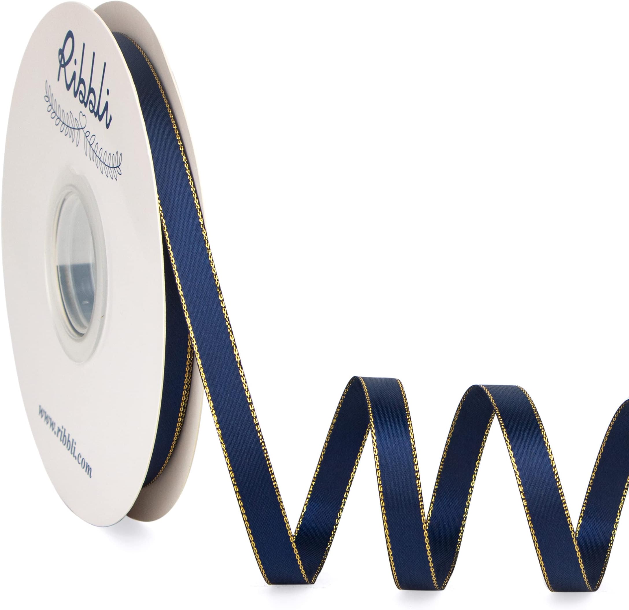 Amazon.com: Ribbli Ivory Satin Ribbon with Gold Edge,Double Faced Satin ...