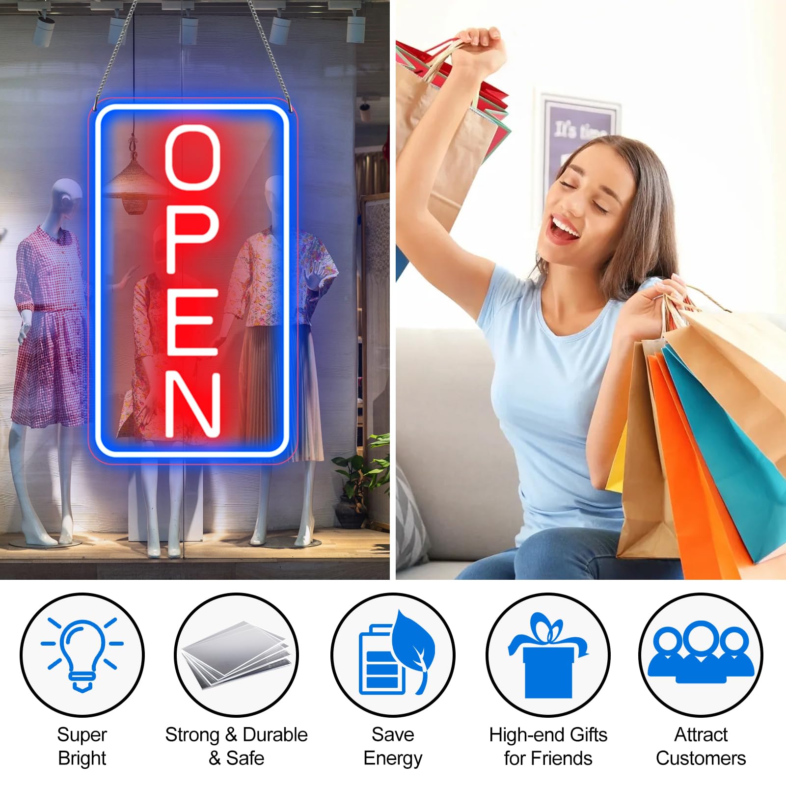 Snapklik.com : 228"x 11.8" Ultra Bright 12V Neon Open Sign For Business ...