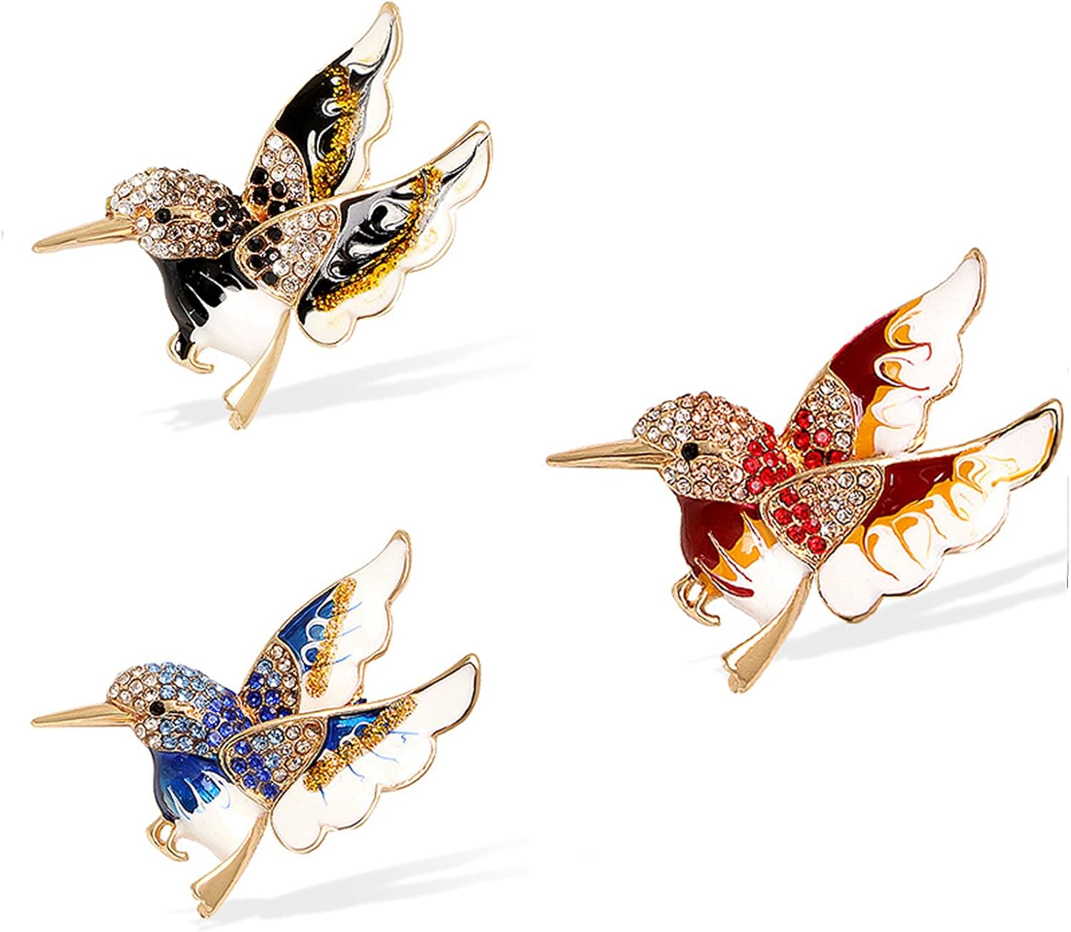 Amazon.com: 3 Pieces Premium Hummingbird Lapel Pin Brooch, Black+Red ...