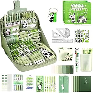 Amazon.com: GUANGLU Cute Panda Pencil Case Set, Panda School Supplies ...