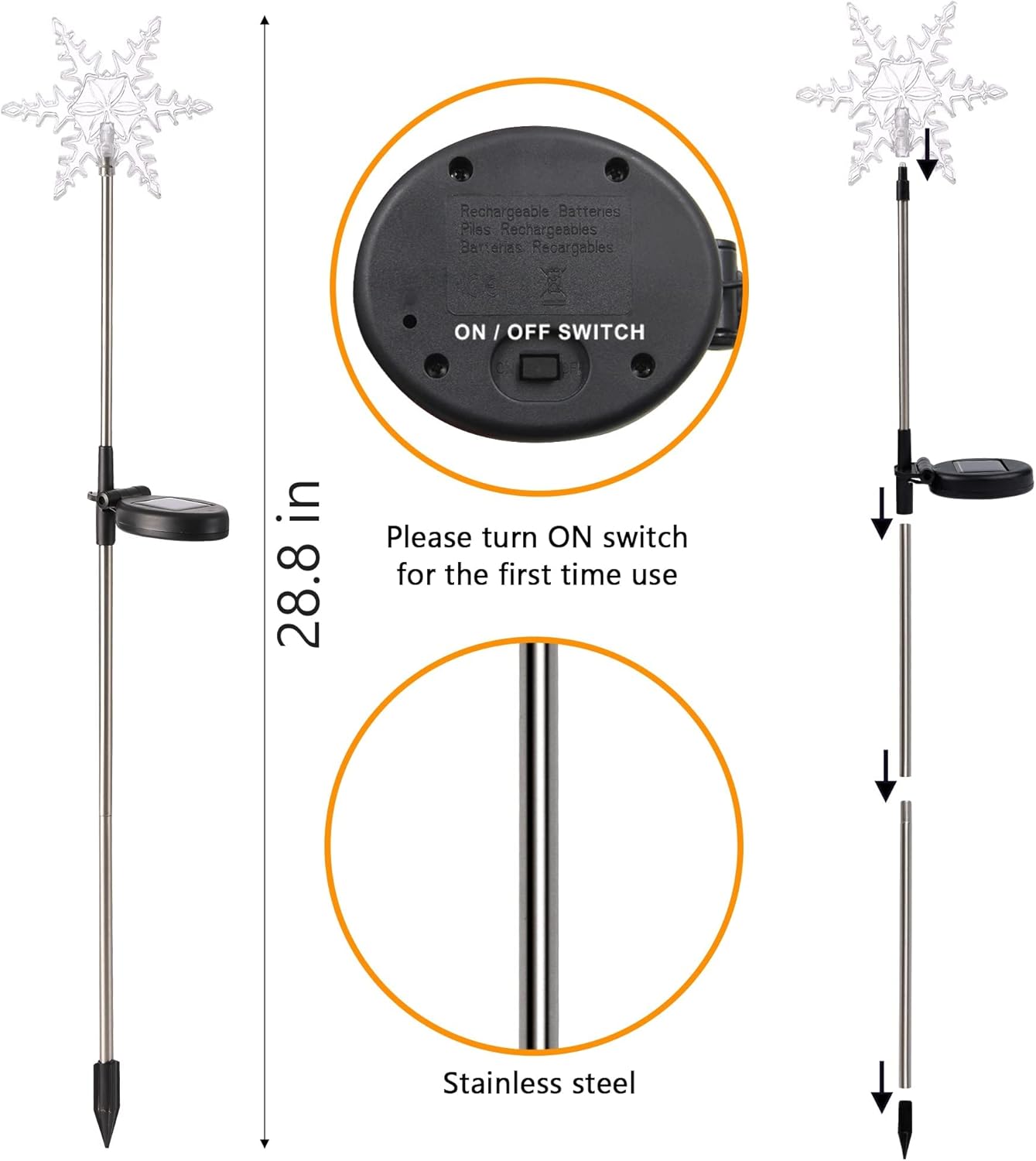 Buy MAGGIFT 4 Pack Solar Christmas Snowflakes Garden Stake Lights ...