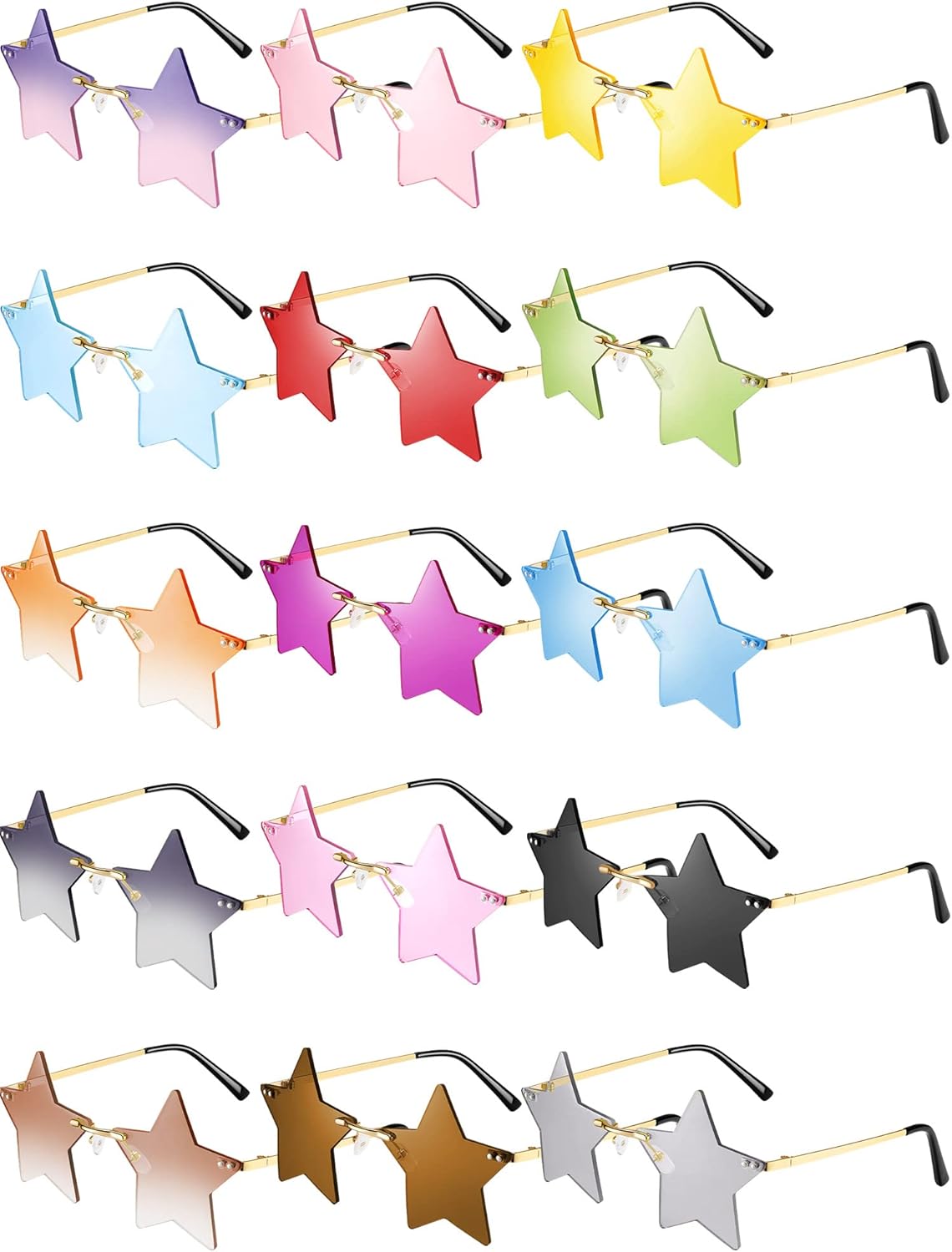 Amazon.com: Dunzy 15 Pairs Rimless Star Shape Sunglasses Transparent ...