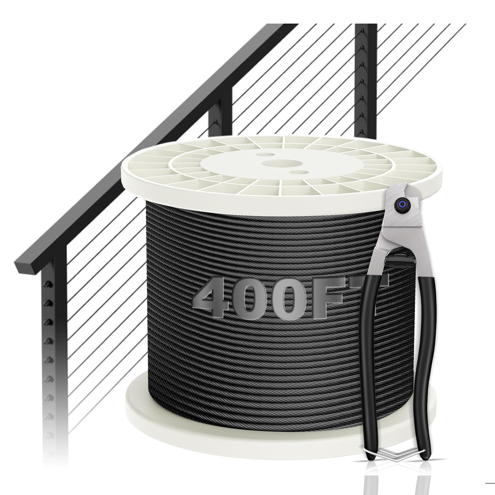 Amazon.com: BLIKA 400FT 1/8" Black Deck Railing Cable with Cable Cutter ...