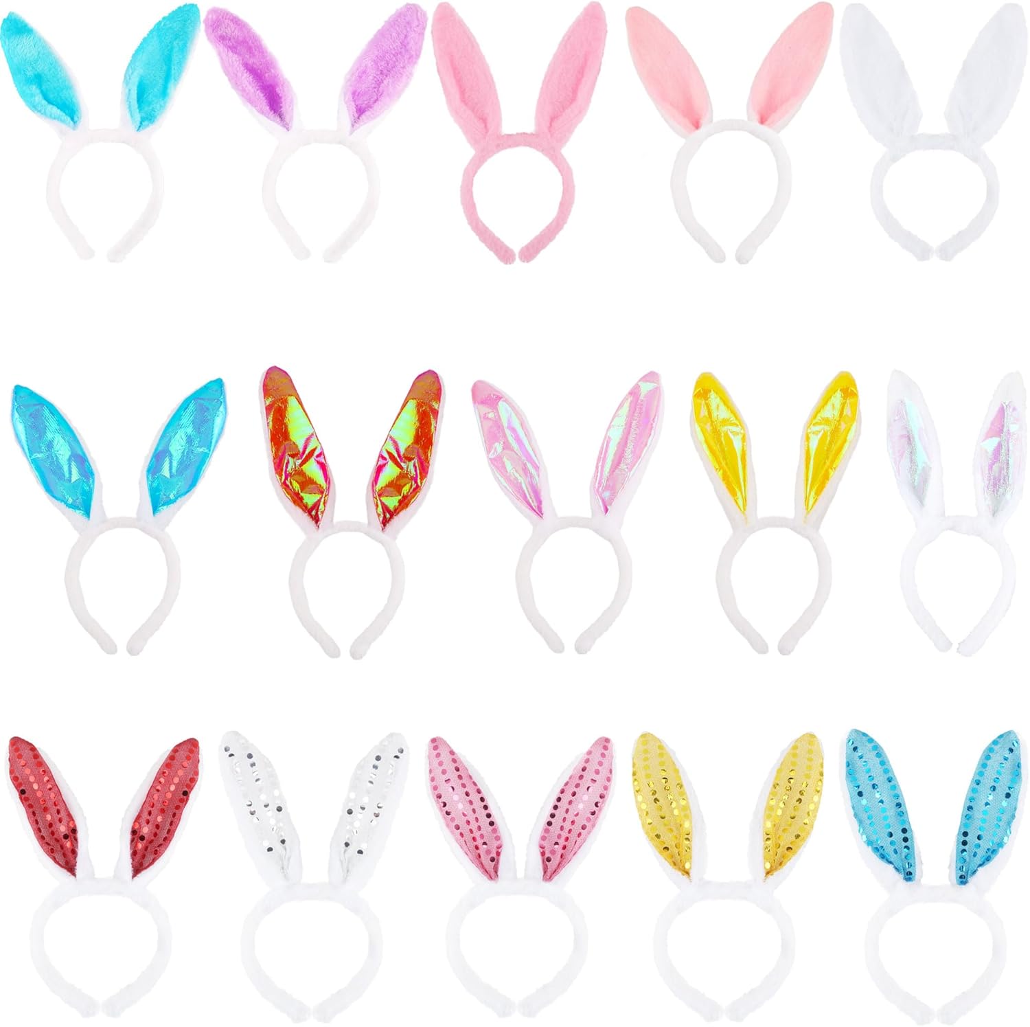Amazon.com: Octaday 15 Pcs Easter Bunny Ear Headband Colorful Sequins ...