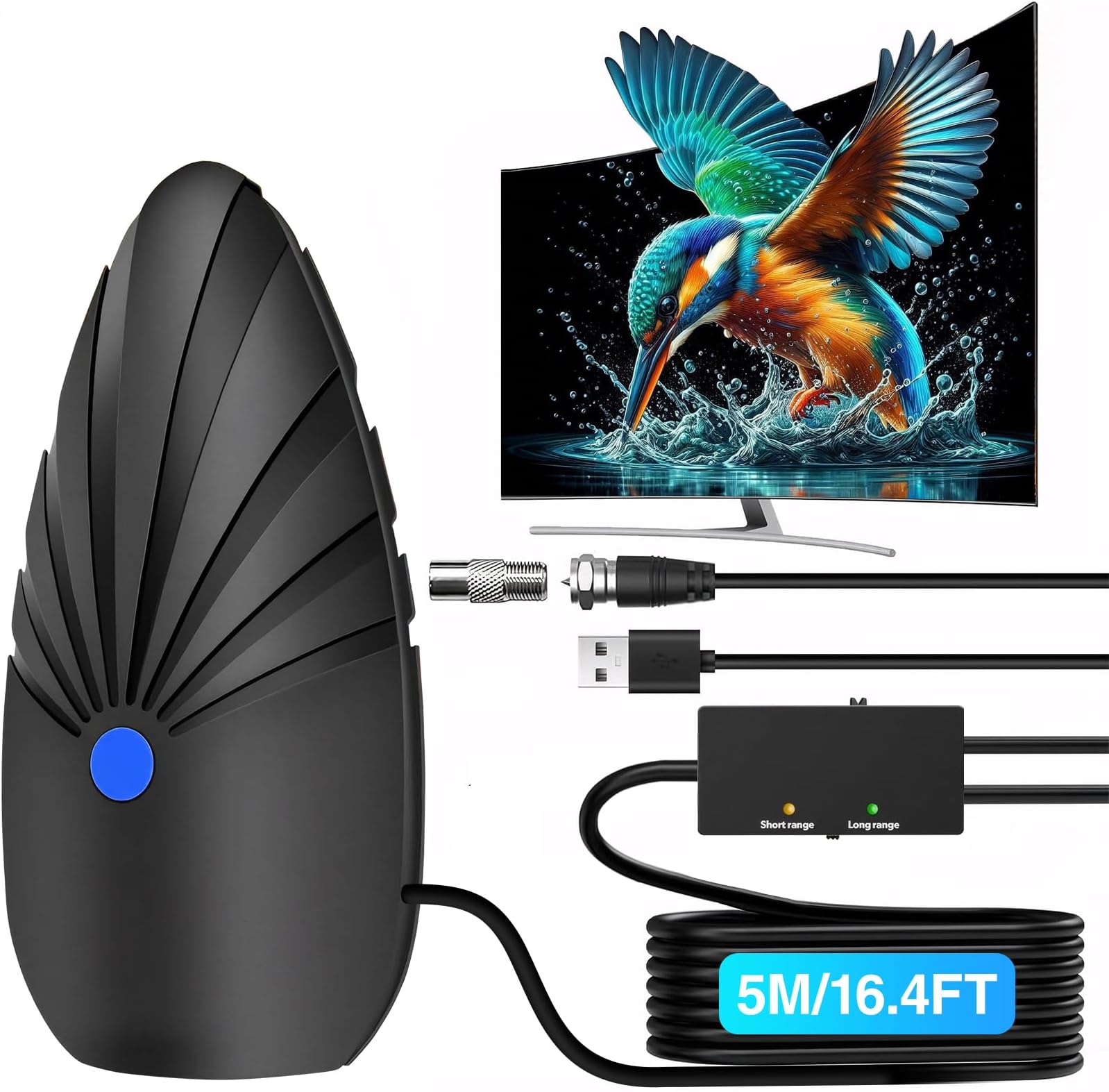 Freeview TV Aerial, 2024 Strongest Indoor TV Aerial for Smart TV, TV ...