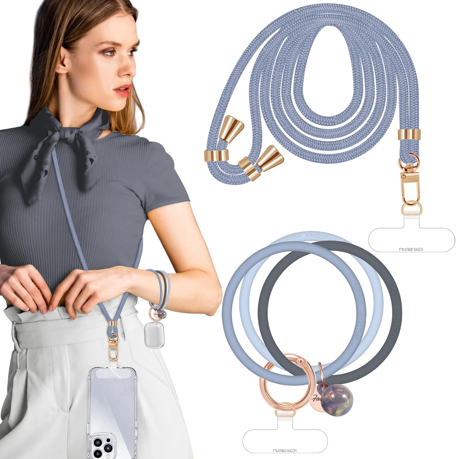 ROCONTRIP Phone Lanyard Crossbody and Silicone Phone Wrist Strap Set ...