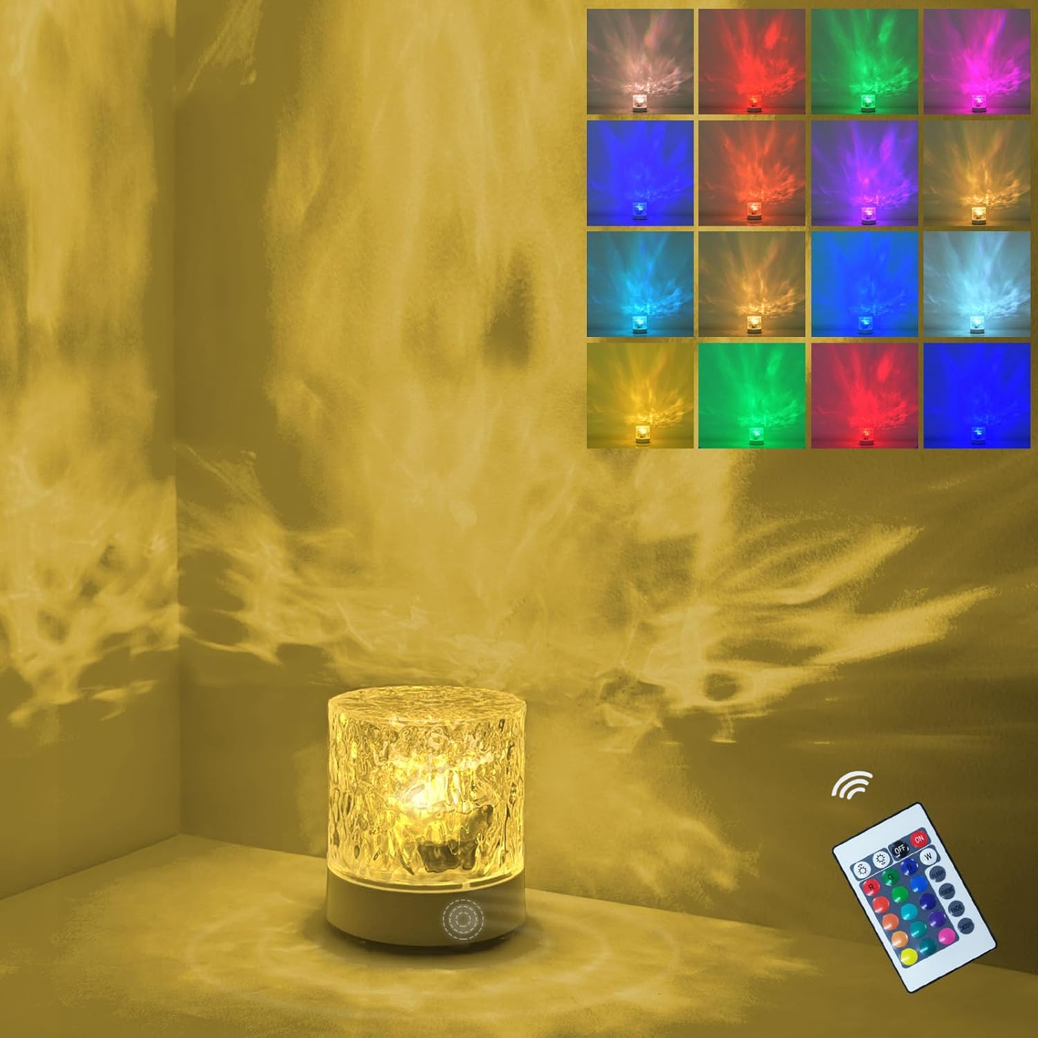 Bizggco Water Ripple Lamp, USB Water Night Light, Romantic Atmosphere ...