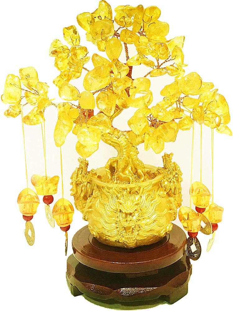 Amazon.com: Colorsheng Feng Shui Quartz Crystal Money Tree Bonsai Style ...