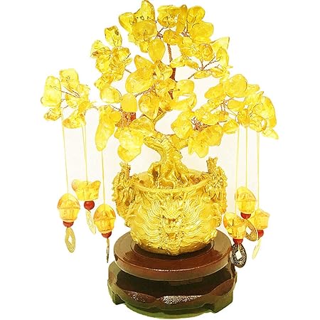 Feng Shui Citrine Quartz Crystal Money Tree Bonsai Style Decoration for ...