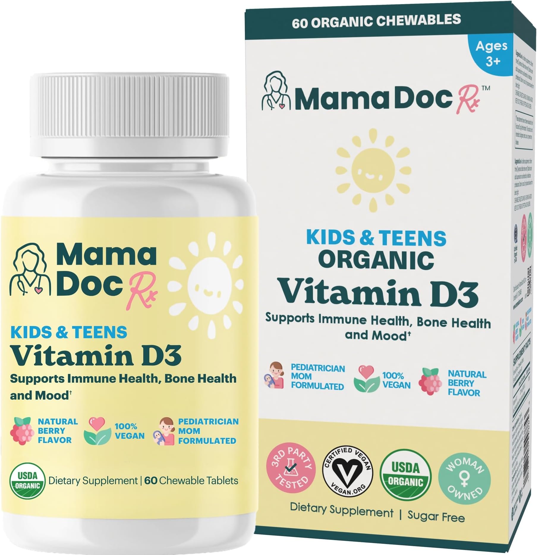 Amazon.com: MamaDoc Rx Certified Organic Kids and Teens Whole Food Vitamin D3 Chewables | 800 IU ...