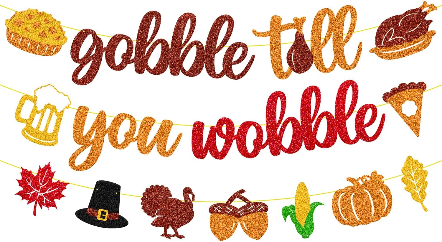 Amazon.com: Gobble Till You Wobble Banner Thanksgiving Day Theme ...