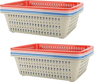 Amazon.com : HOIGON 12 Pack Plastic Storage Baskets, Colorful Desktop ...