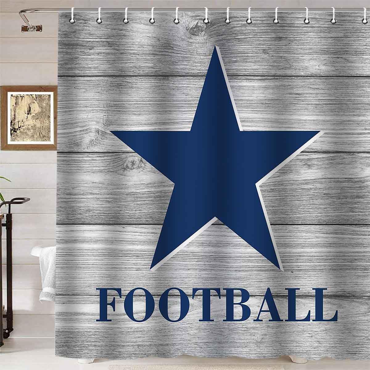 Amazon.com: Namdeva American Football Shower Curtain, Navy Blue Texas ...
