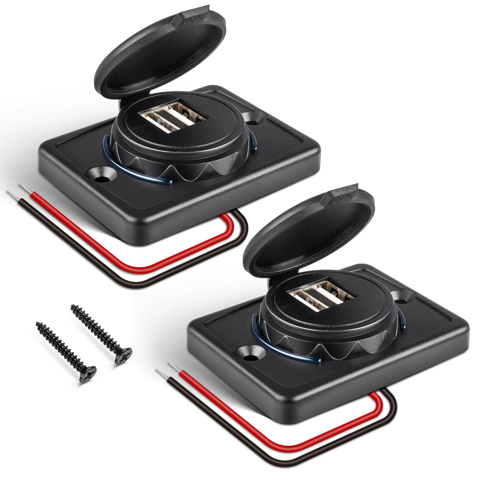 Amazon.com: Anina 2pcs RV Dual USB Charger Socket with Cap 12V/24V Car ...