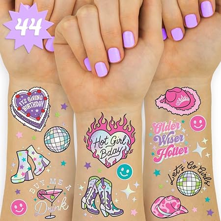 144 Pieces Preppy Theme Temporary Tattoos Pink Preppy Bachelorette ...