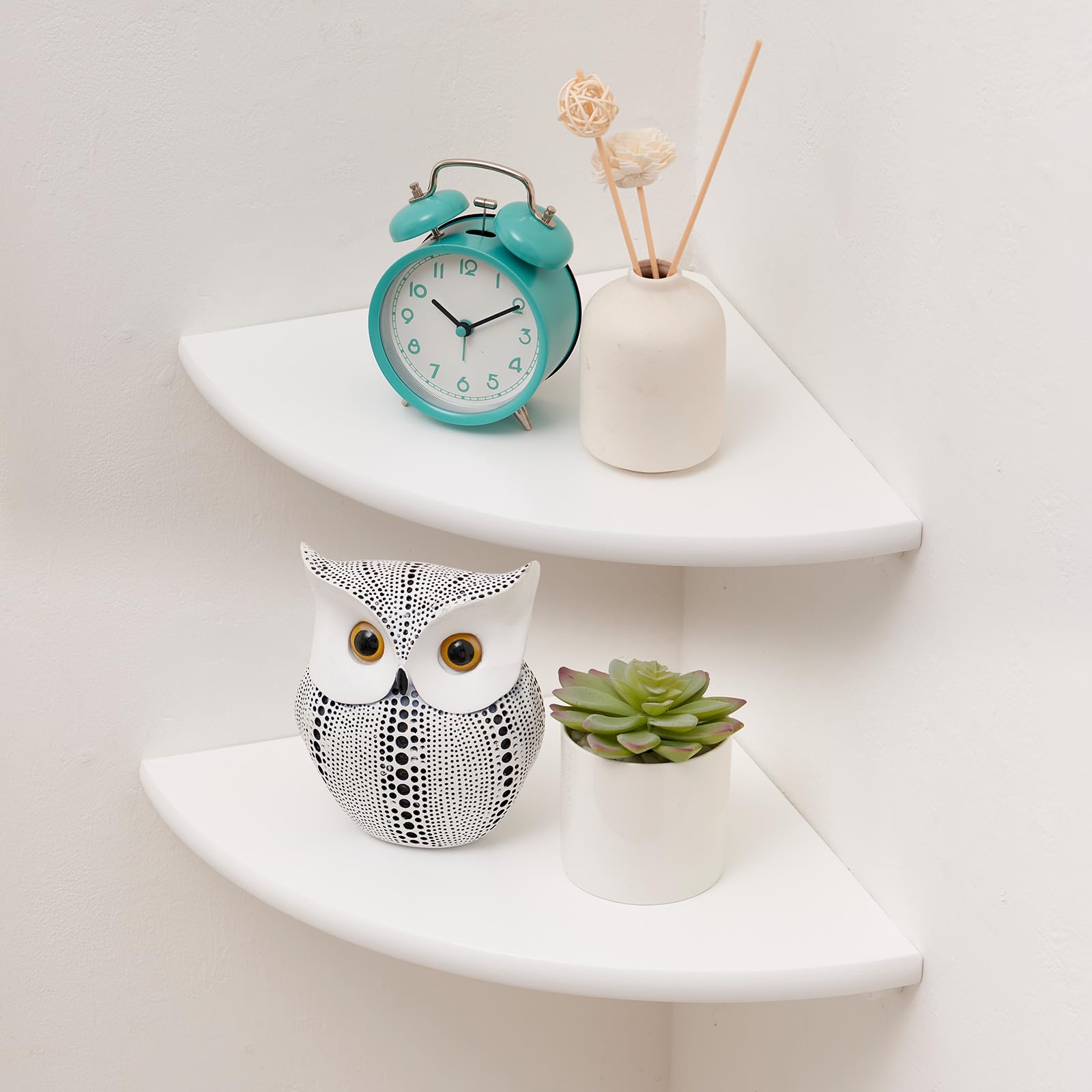 Snapklik.com : Corner Shelf, White Floating Corner Shelf, Set Of 2 ...