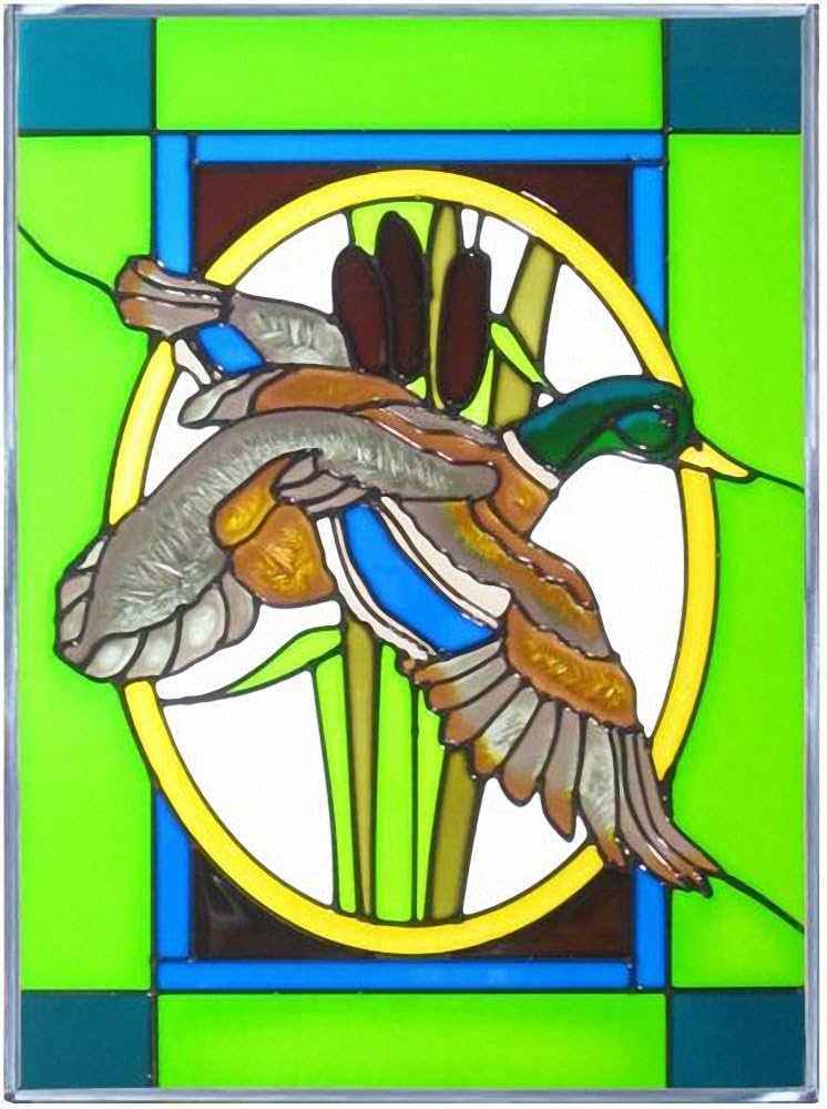 Amazon.com: Keegan's Korner Mallard Duck Vertical Art Glass Panel 14 x 10 : Home & Kitchen