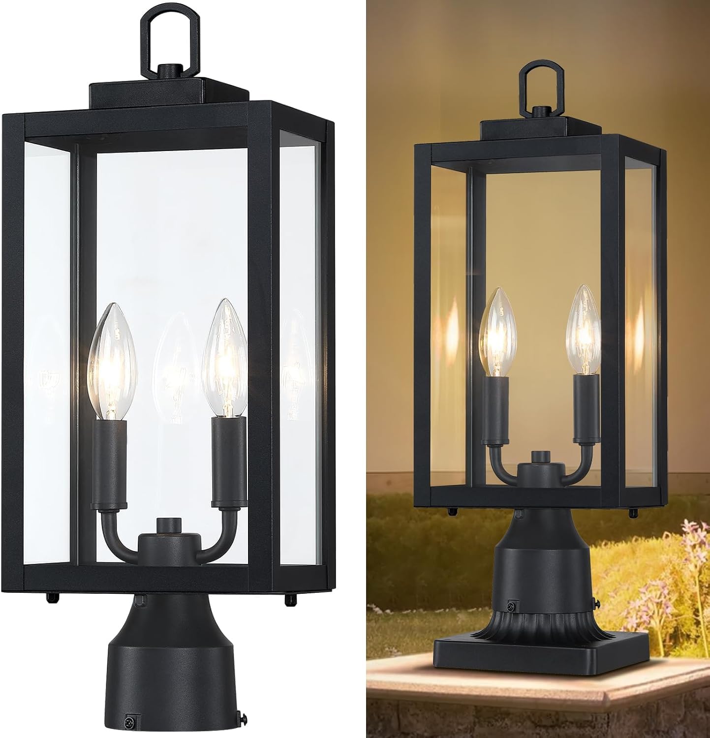 MYHXQ 18'' Outdoor Post Light, Lamp Post Light Fixture 2-Light ...