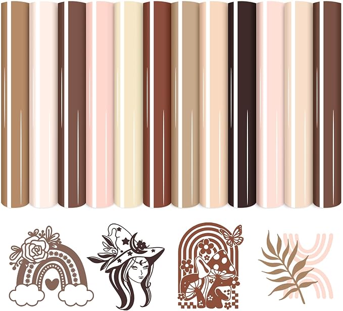 Amazon.com: HTVSTD Skin Tone Heat Transfer Vinyl - 12 Pcs 12'' x 10 ...