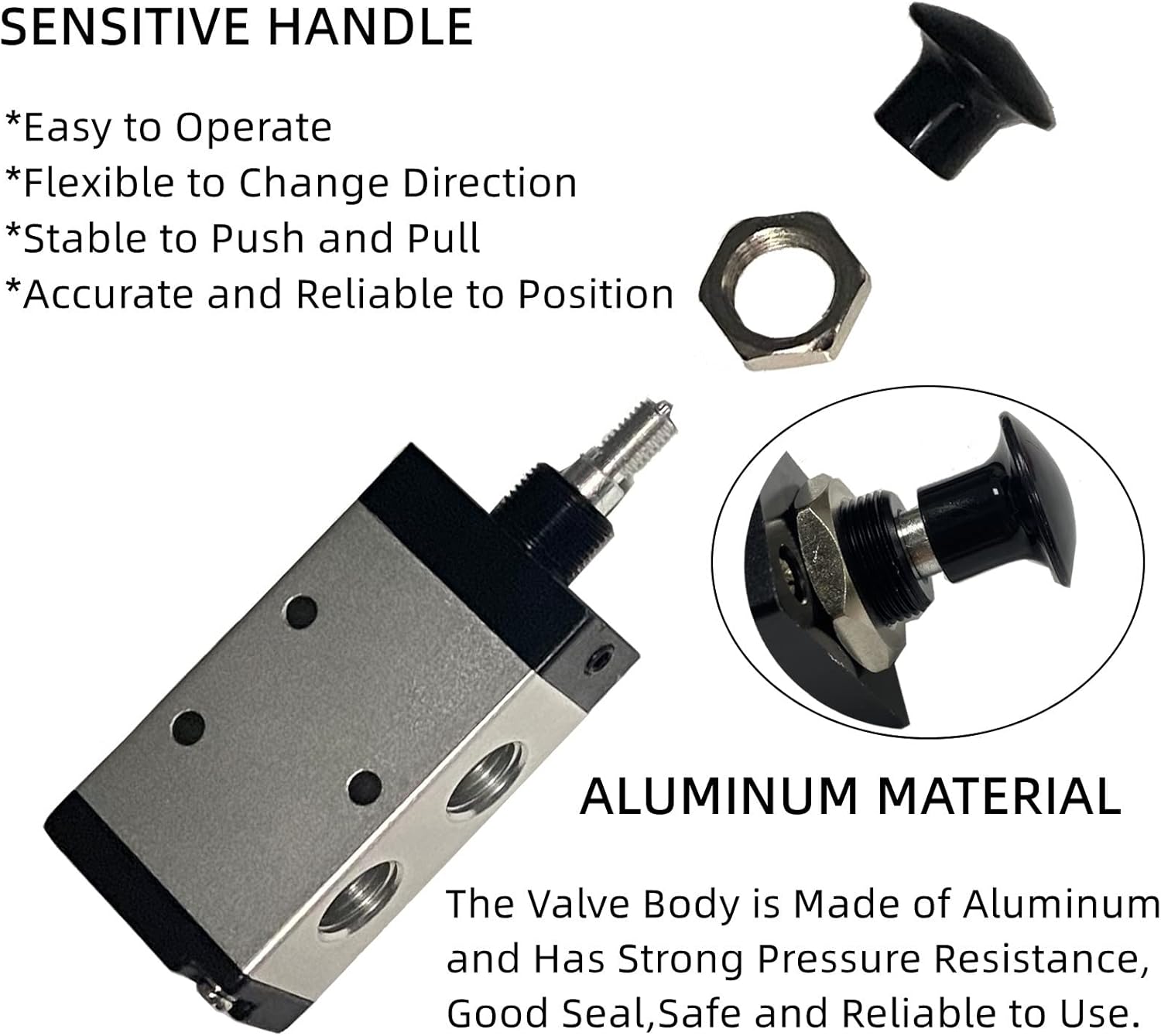 Buy AOMAG Pneumatic 3/8 PT 5 Way 2 Postion Air Hand Lever Operated ...