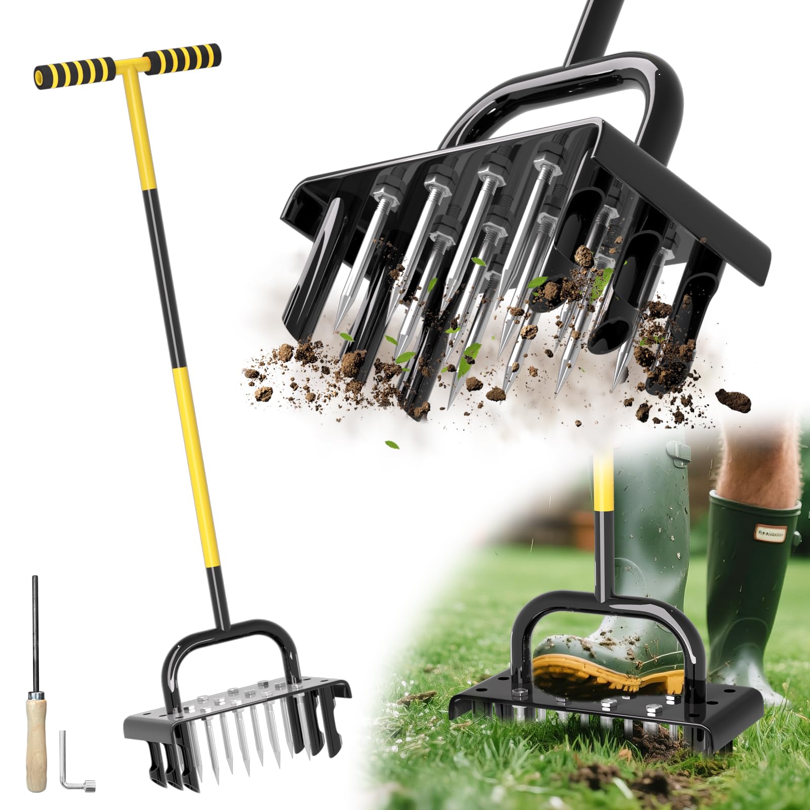 2 In 1 Lawn Aerator Tool Metal Manual Grass Aerator | Desertcart Australia