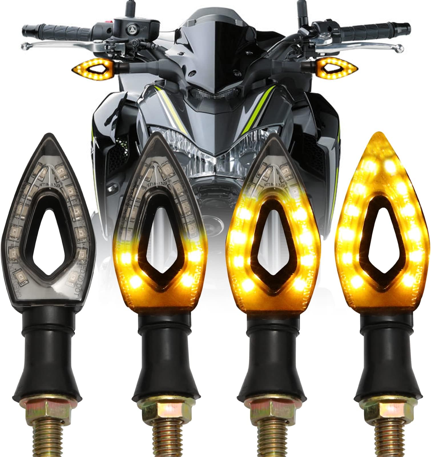 EXLECO 4Pcs LED Motorrad Blinker DC 12V Micro M8 Universal SMD Mini ...