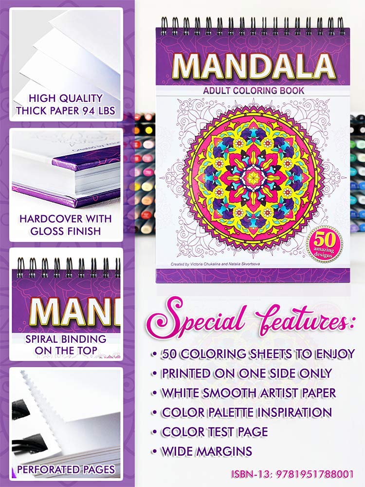 Libro Da Colorare Adulti Mindful Palette - 30 Disegni Numerati Arte Terapia