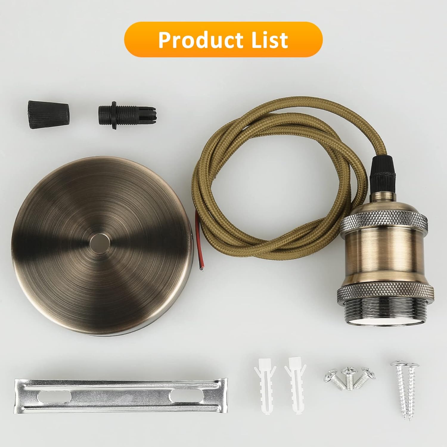 E27 Vintage Solid Lamp Socket, Edison Retro Pendant Lamp Holder ...